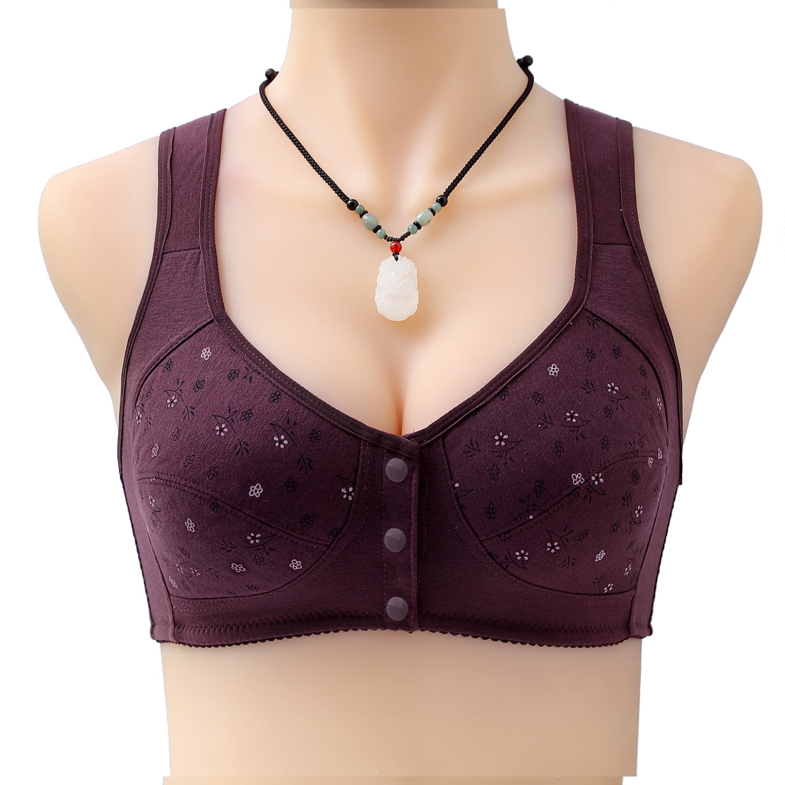 UPPADA Daisy Bra for Women Seniors Front Button Closure Bras Comfortable Everyday Bras No ...