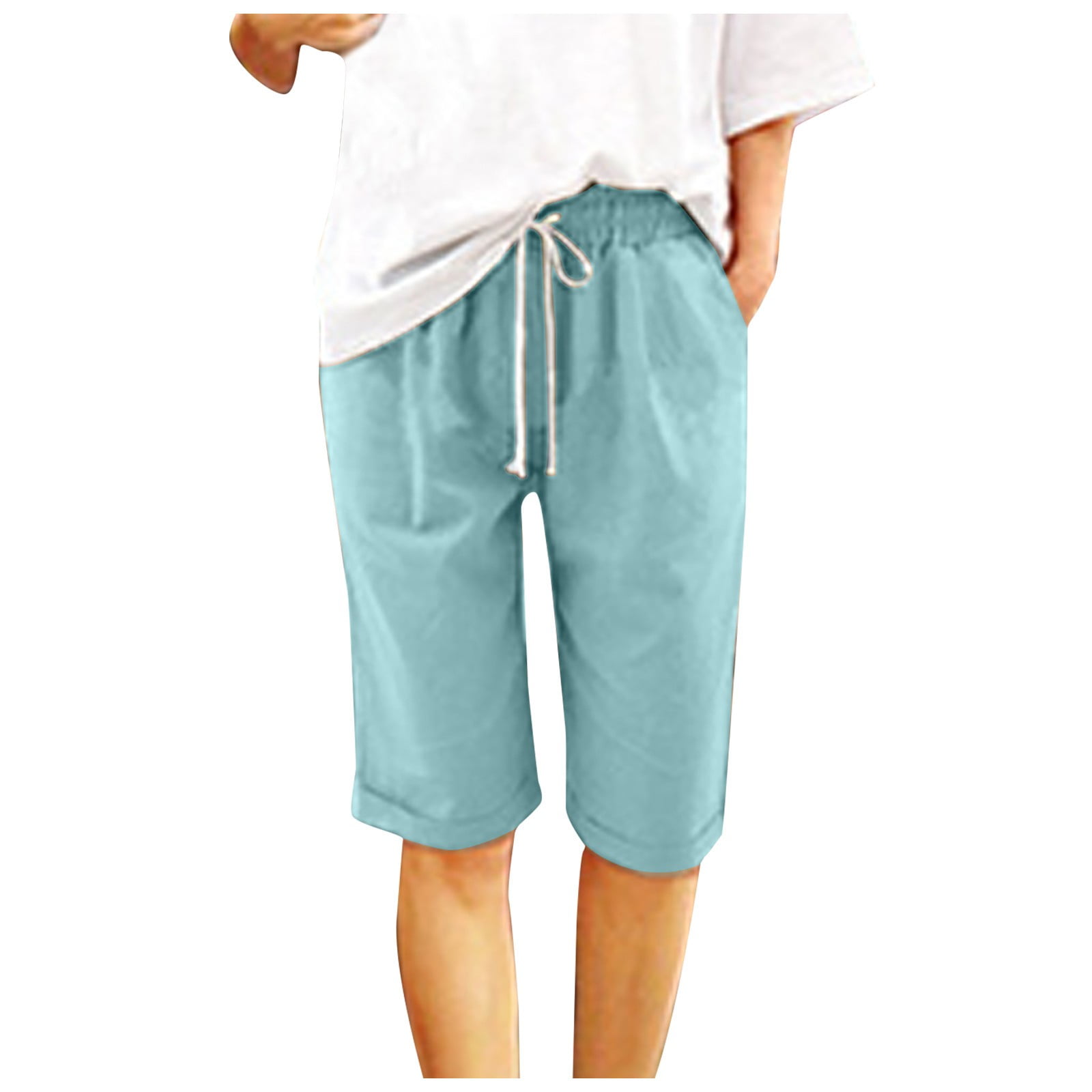 UPPADA Summer Shorts for Women Linen Drawstring Lounge Shorts Stretch ...