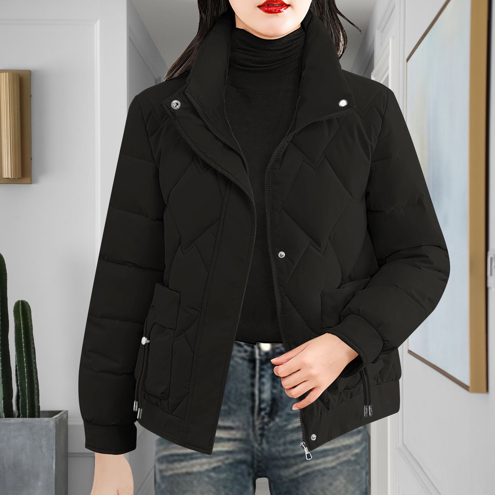 UPPADA Fall Jackets for Women Fashion Hooded Oversized Puffer Coat ...