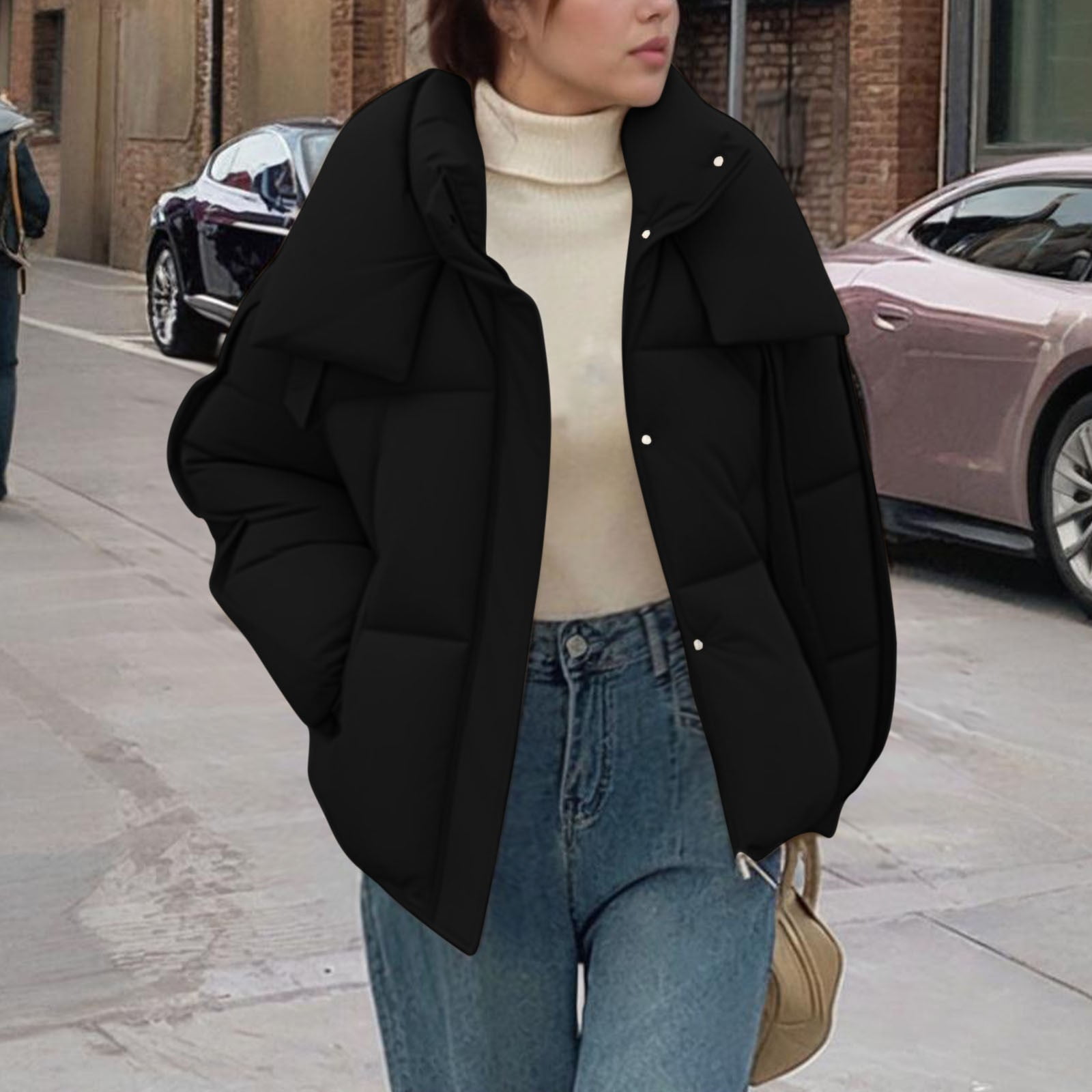 UPPADA Fall Jackets for Women Fashion Hooded Oversized Puffer Coat ...
