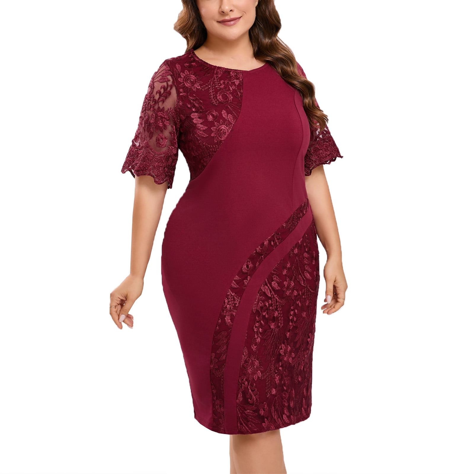 UPPADA Lace Dresses for Women Plus Size Wedding Guest Cocktail Dress Semi Formal Party Evening ...