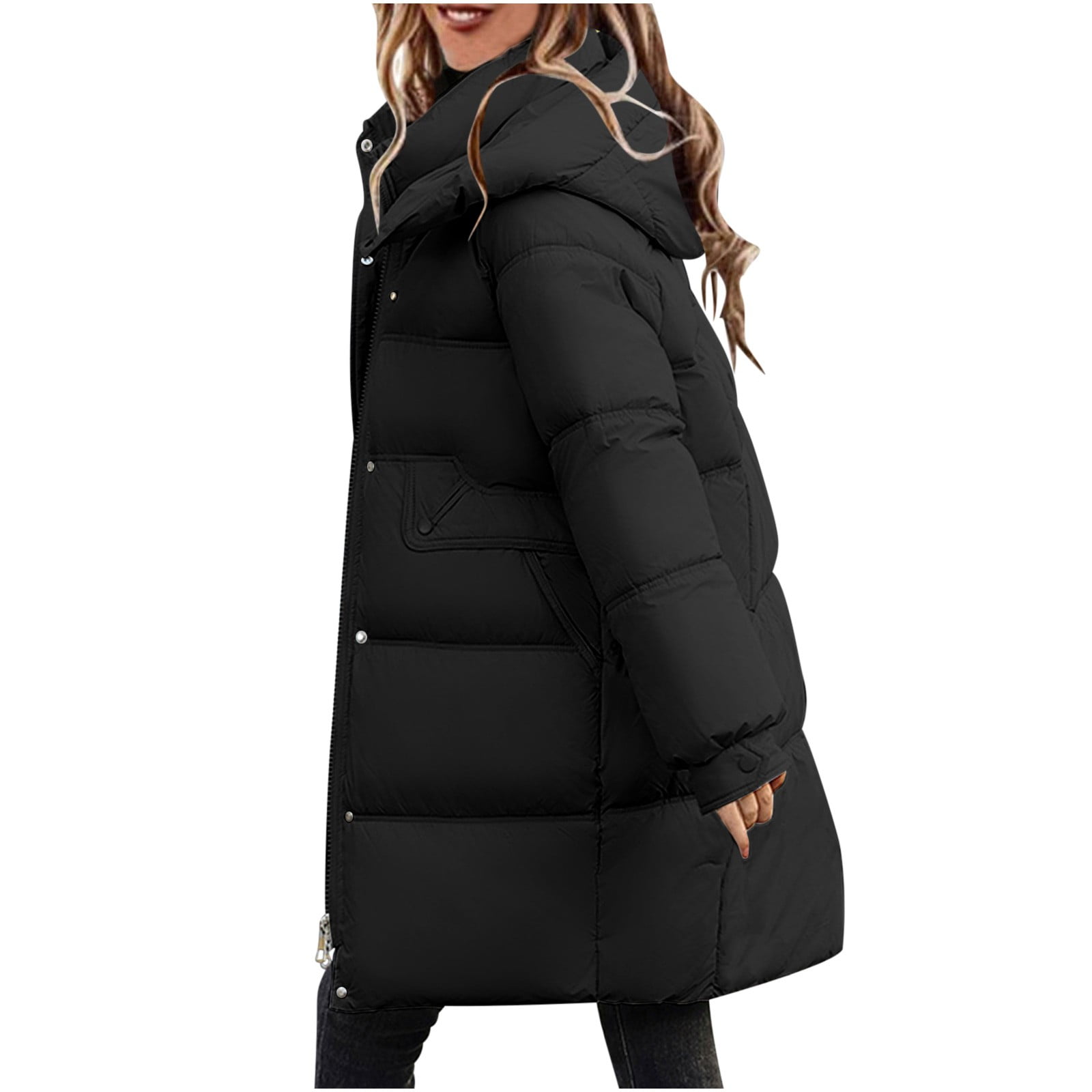 UPPADA Long Coats for Women Winter Puffer Overcoats with Hood Plus Size ...