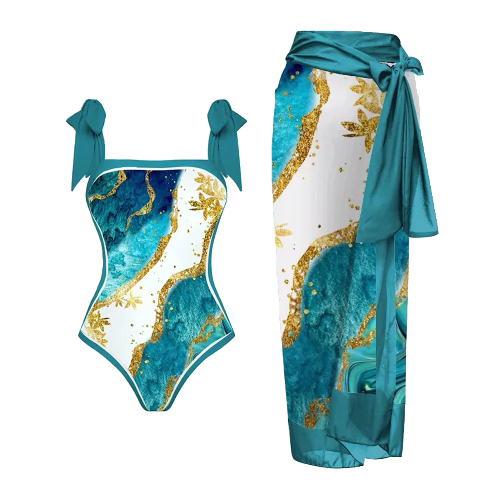 UPPADA One Piece Swimsuit for Women Retro Floral Print Tie Bathing Suit ...
