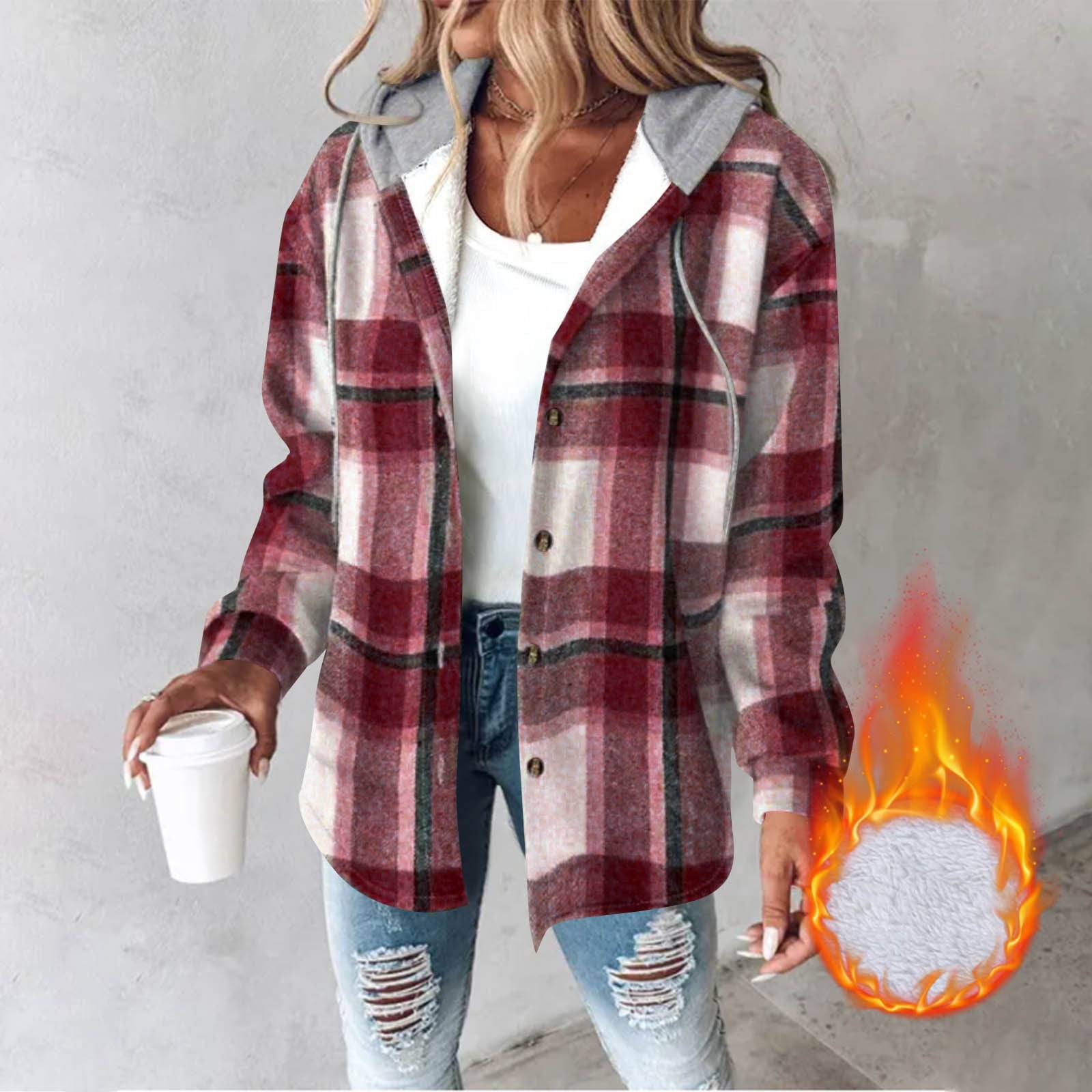 UPPADA Plaid Flannel Shirts for Women Fall Outfits Fashion Jackets ...