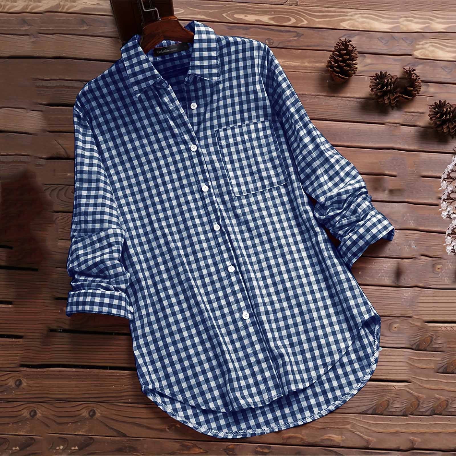 UPPADA Plaid Flannel Shirts for Women Oversized Long Sleeve Button Down ...