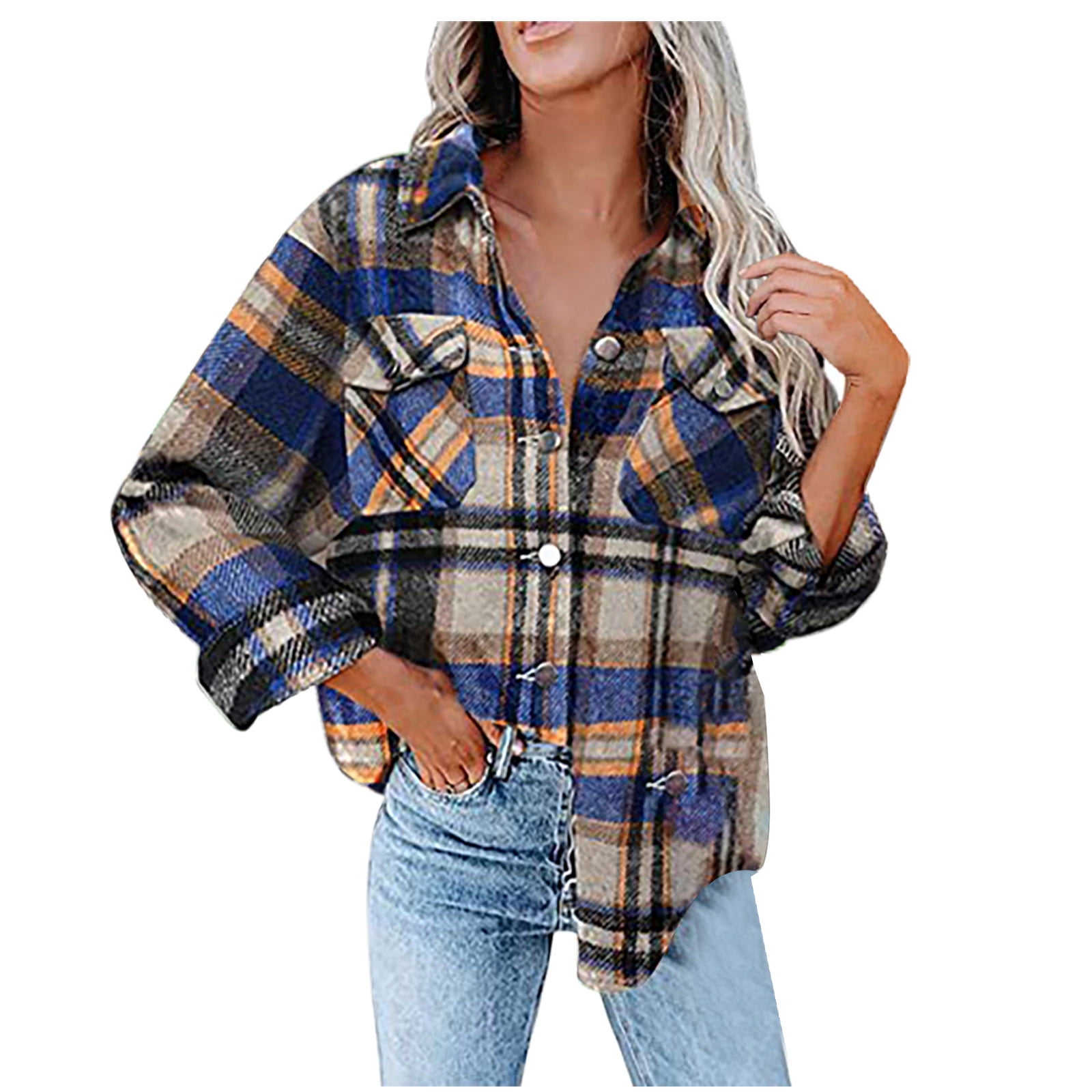 UPPADA Plaid Flannel Shirts for Women Oversized Long Sleeve Button Down ...