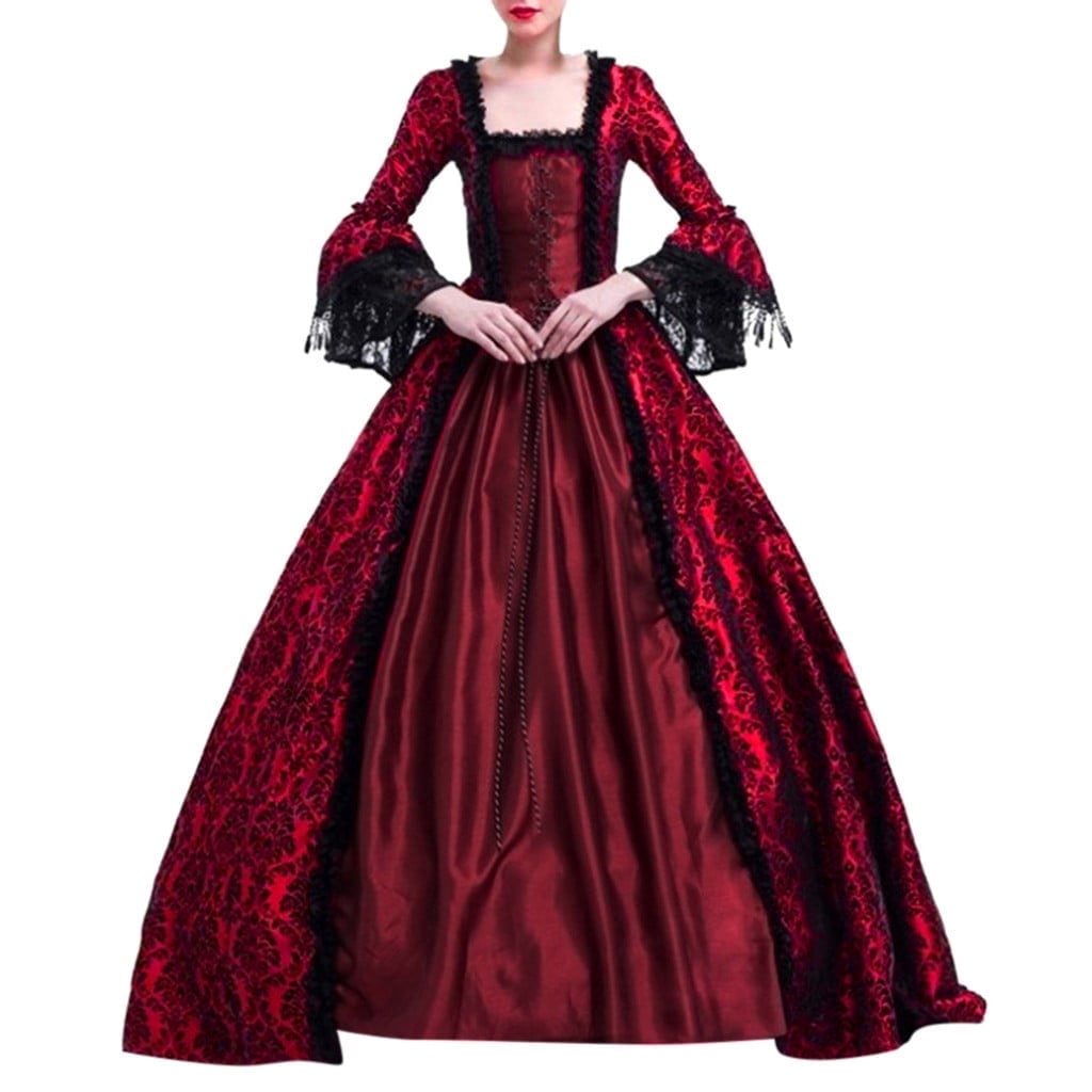 UPPADA Plus Size Victorian Dress for Women Lace Up Flare Sleeve Ball ...