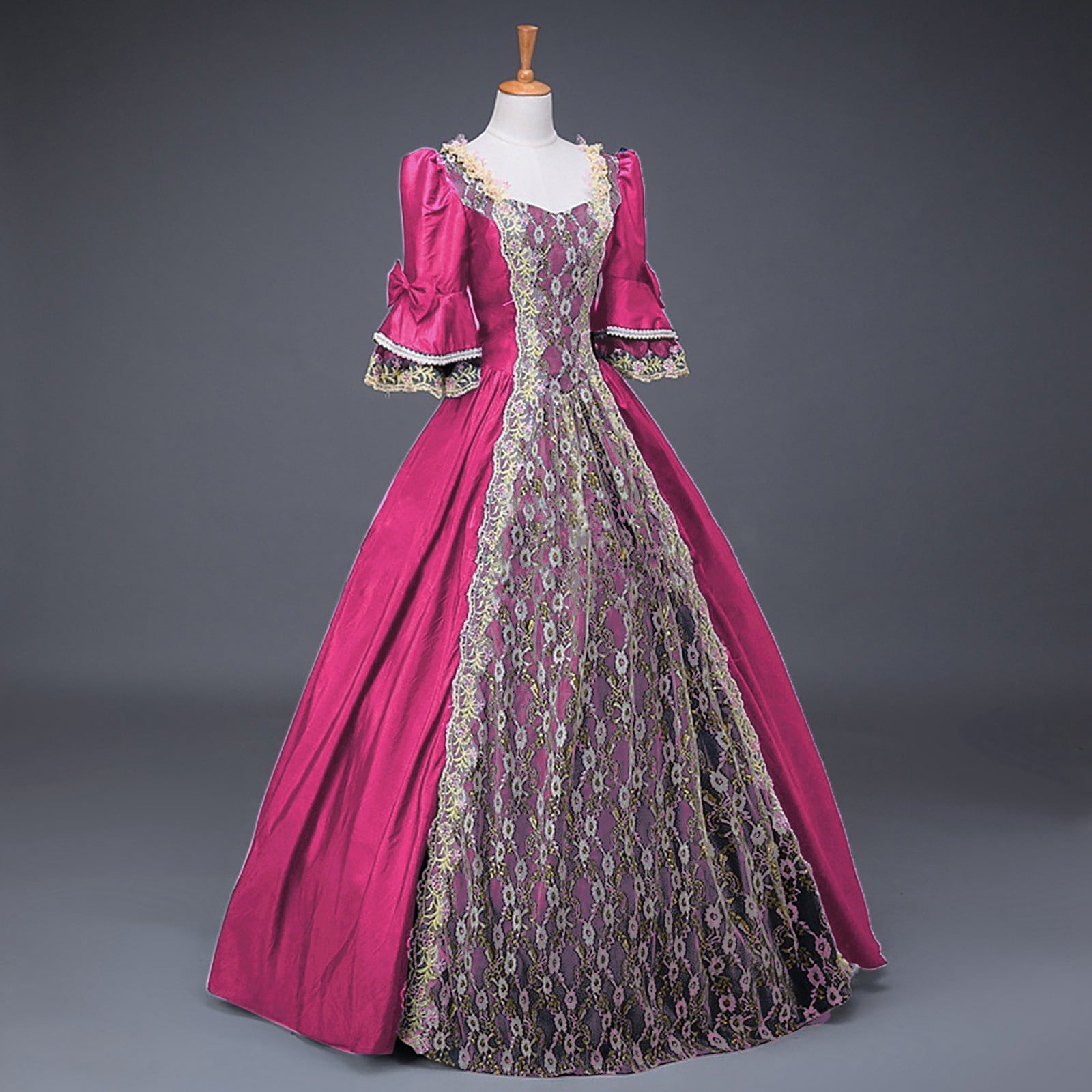 UPPADA Plus Size Victorian Dress for Women Lace Up Flare Sleeve Ball ...