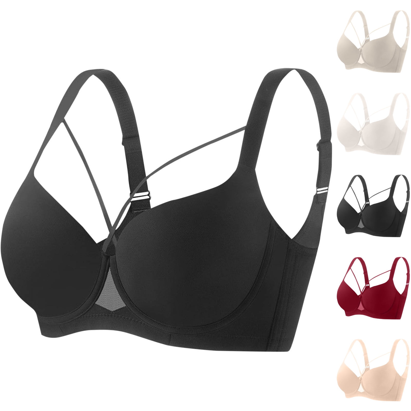 UPPADA Plus Size Wireless Bras for Women Full Support Bras Push Up ...