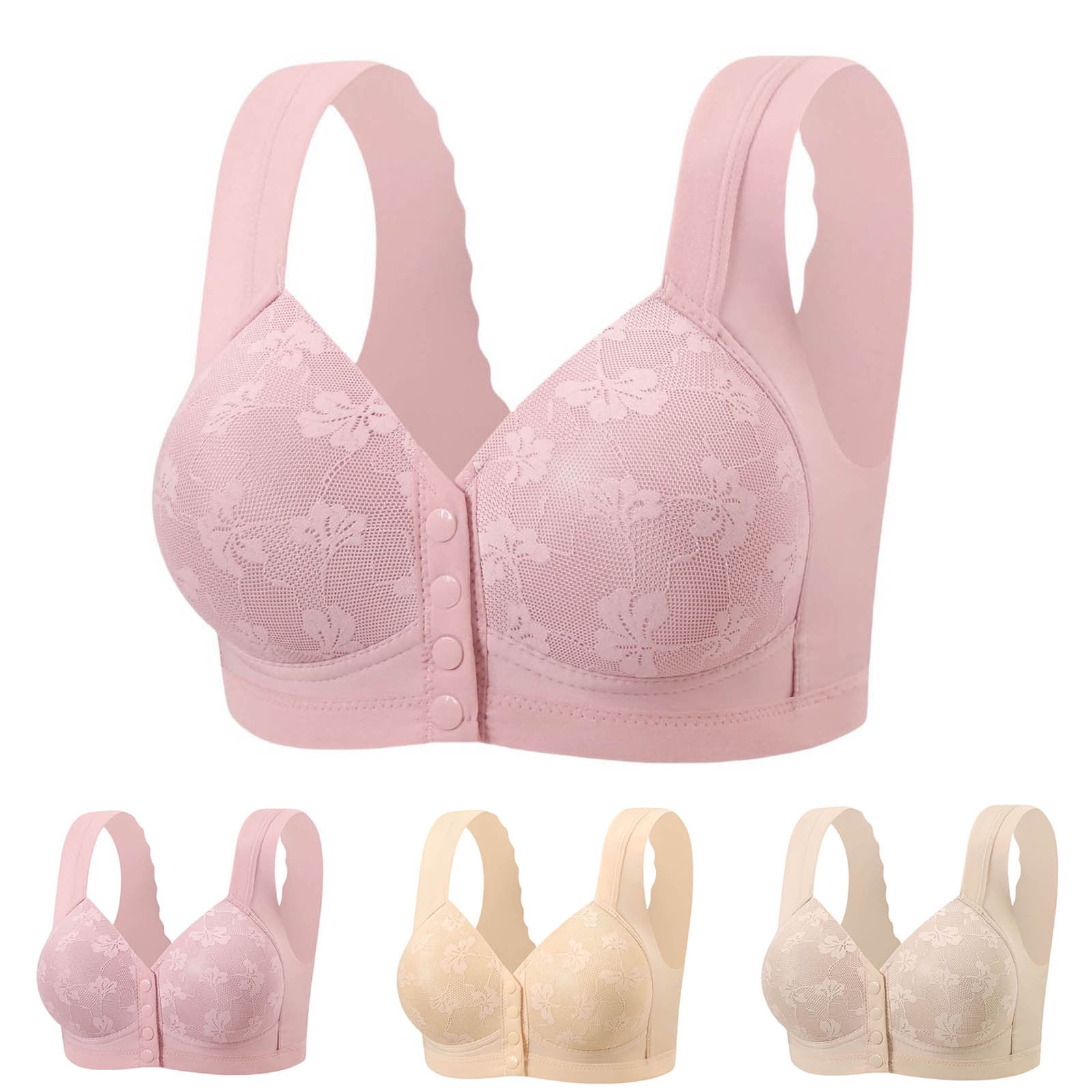 UPPADA Plus Size Wireless Bras for Women Push Up Effect Bras Back Fix ...