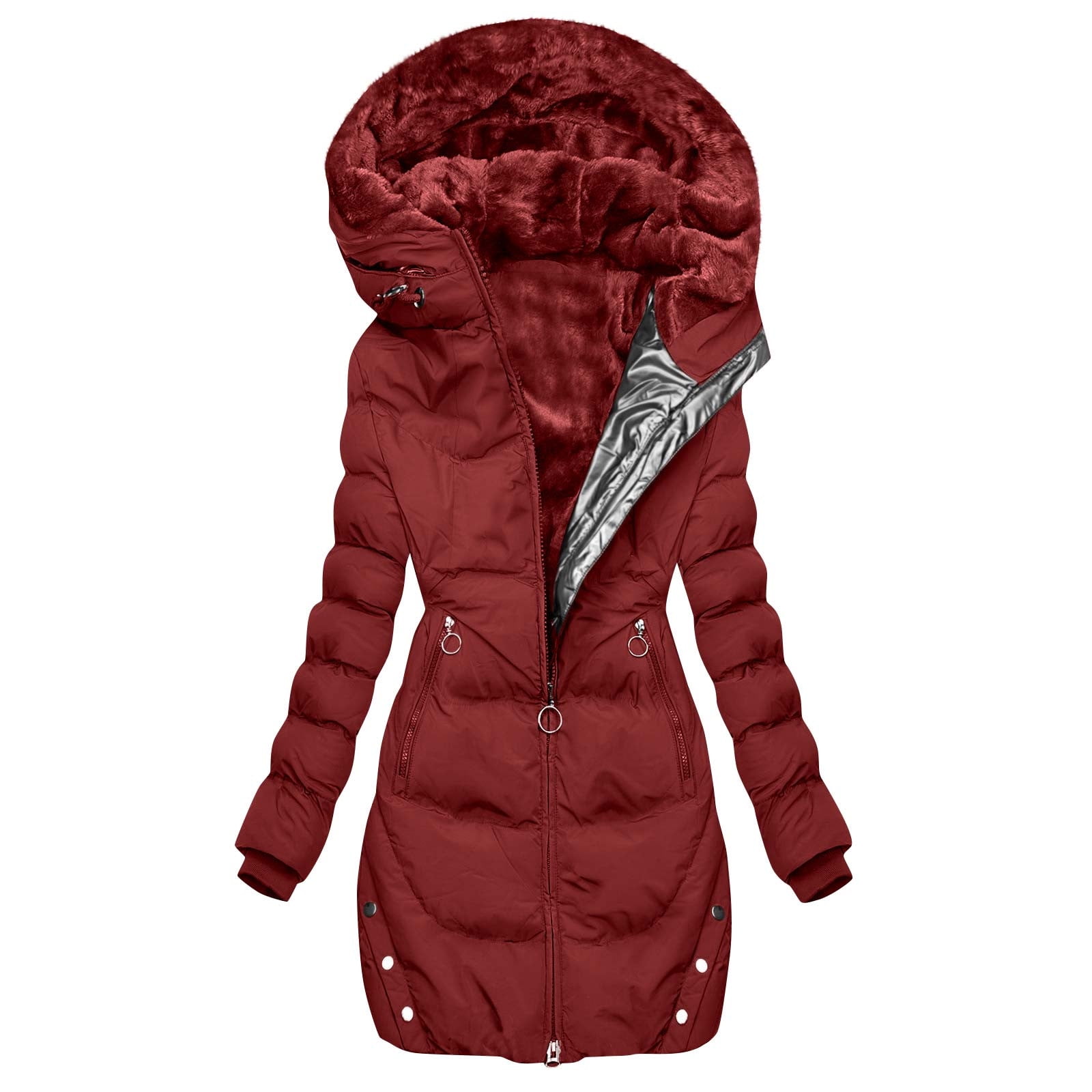 UPPADA Puffer Long Winter Coats for Women Hooded Waterproof Fleece ...