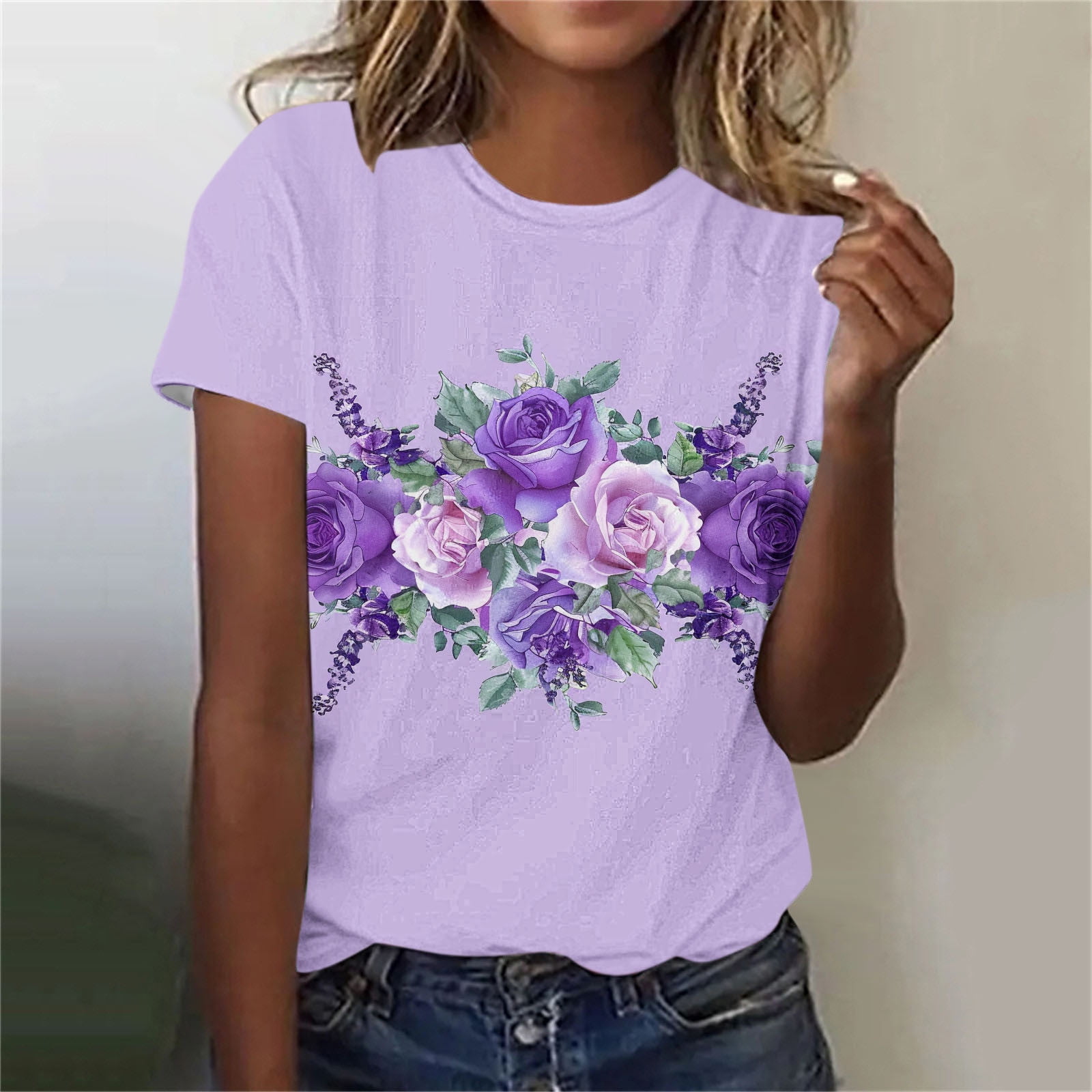 UPPADA Summer Tops for Women 2024 Alzheimers Awareness Shirts Round ...