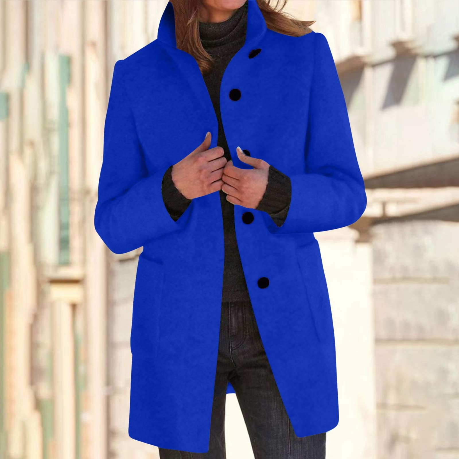 UPPADA Trench Coats for Women Solid Color Elegant Overcoat Notch Lapel ...