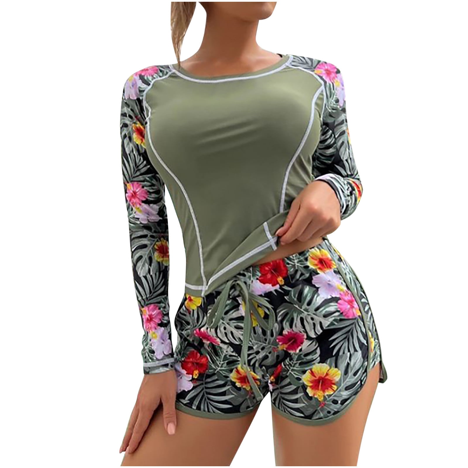 UPPADA Two Piece Rash Guard for Women Long Sleeve Swimsuits Uv Upf 50 ...
