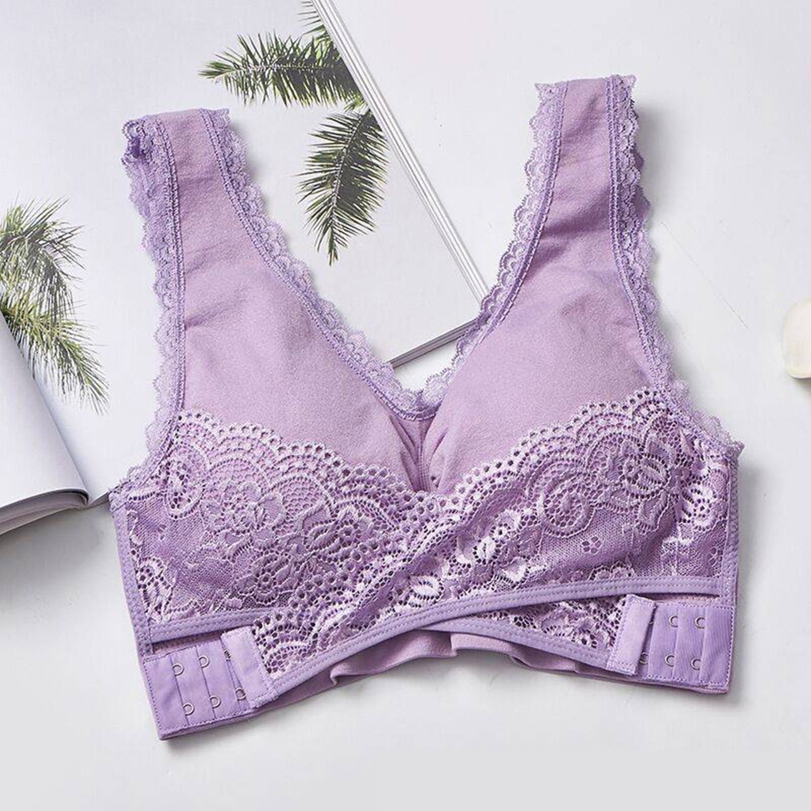 UPPADA Winter Plus Size Everyday Bras for Women Gather Lace Wireless ...