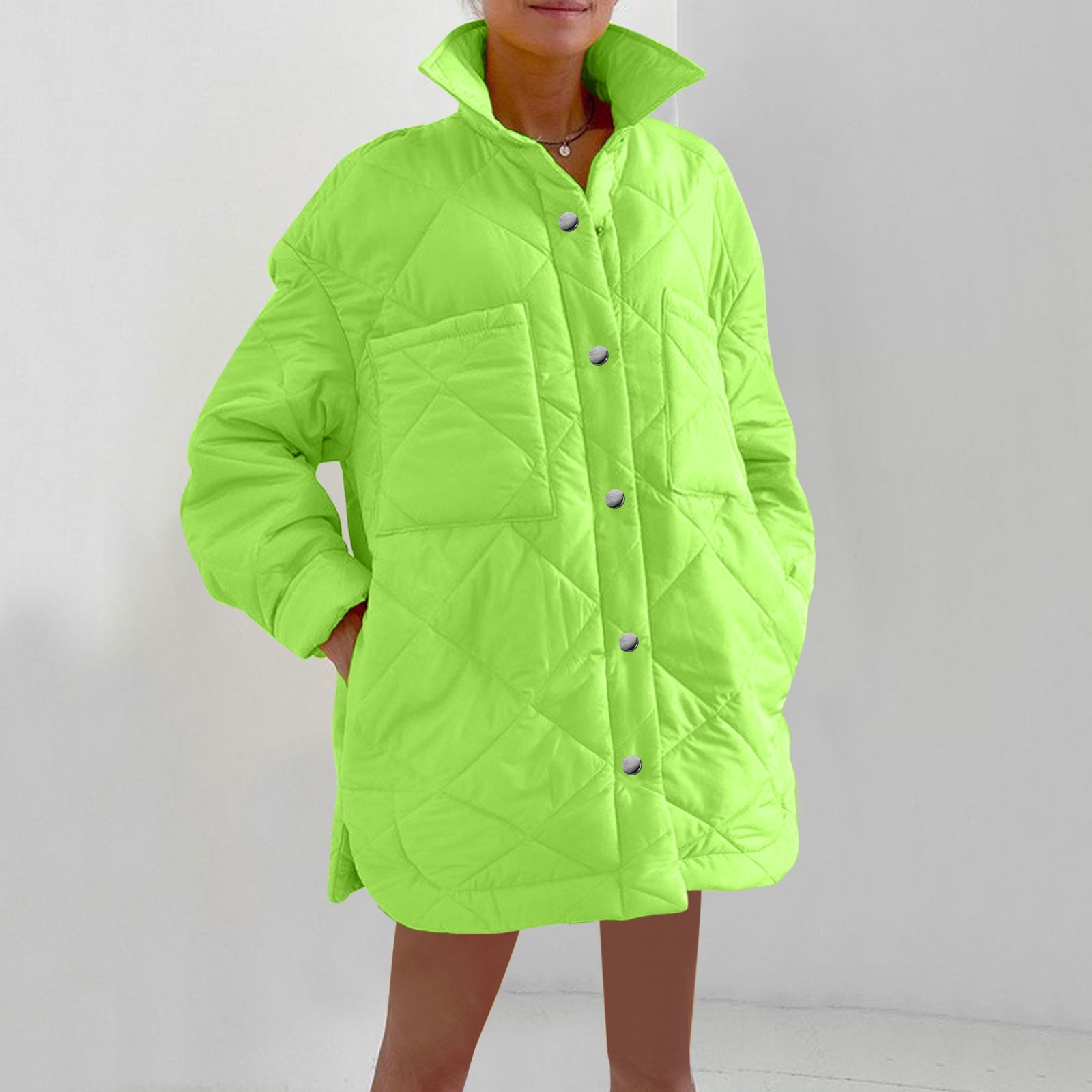 UPPADA Women's Long Winter Puffer Jacket Stand Collar Zip Baggy Down ...