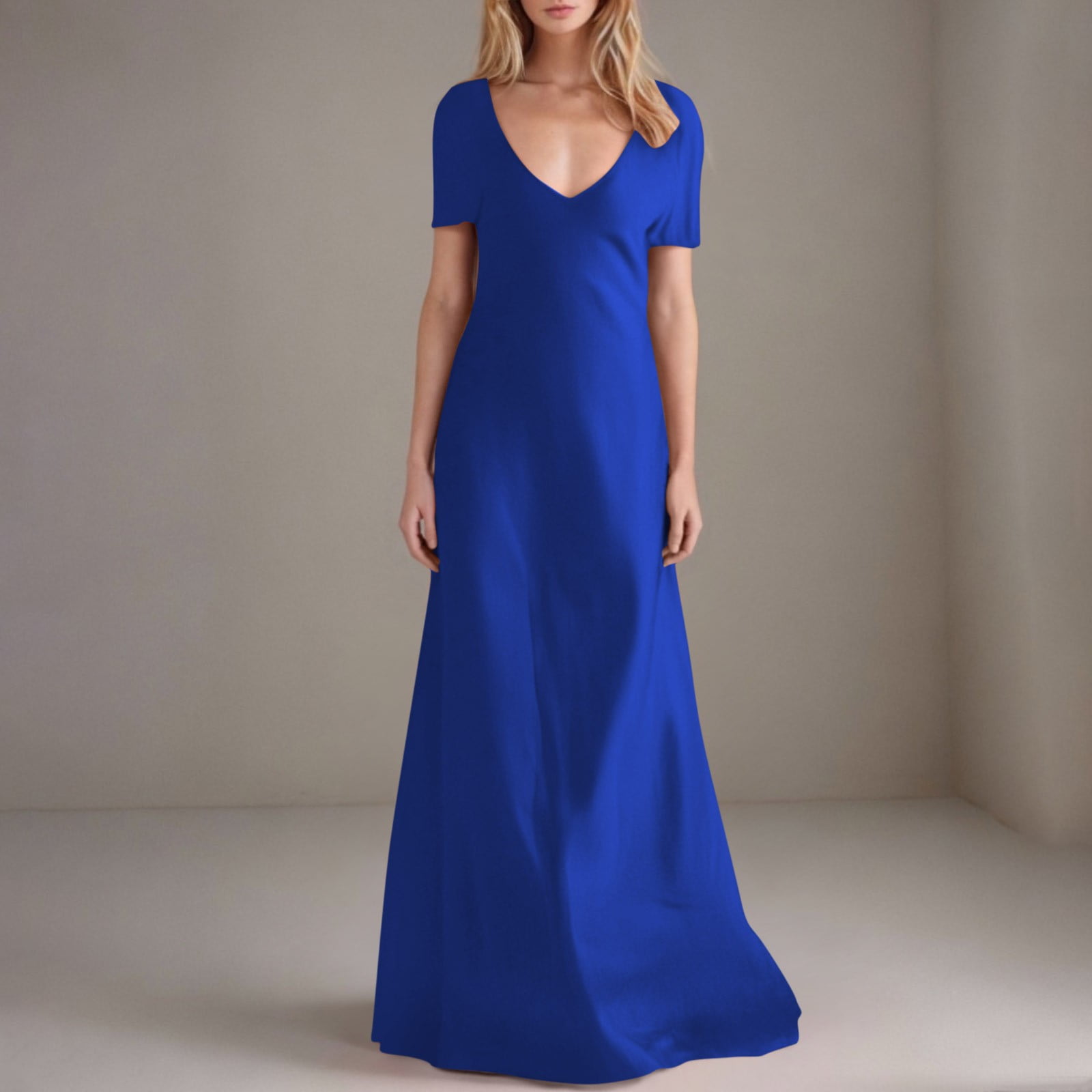 UPPADA Women's Wedding Guest Evening Party Maxi Dress Plus Size Cocktail Dresses V Neck A-Line ...