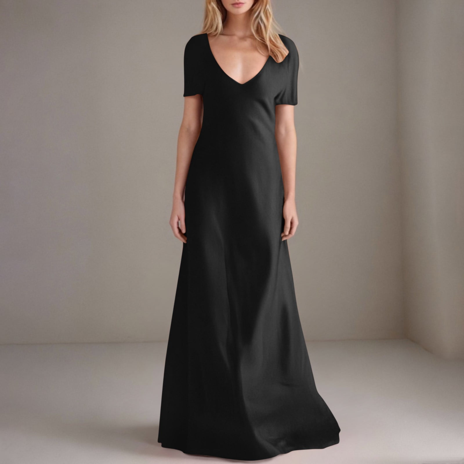 UPPADA Women's Wedding Guest Evening Party Maxi Dress Plus Size Cocktail Dresses V Neck A-Line ...