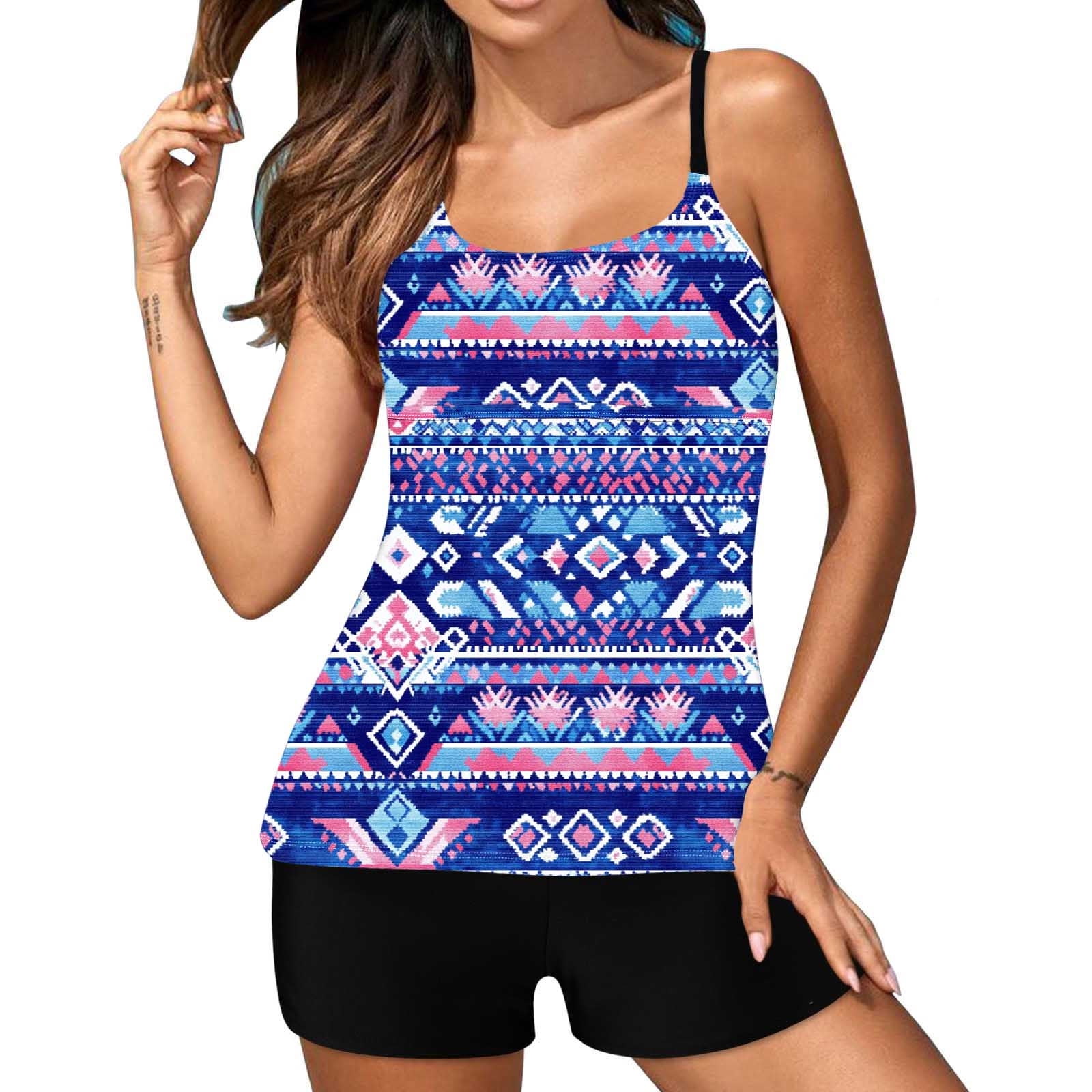 UPPADA Womens 2 Piece Tankinis Swimsuit Floral Print Tank Swim Top with ...