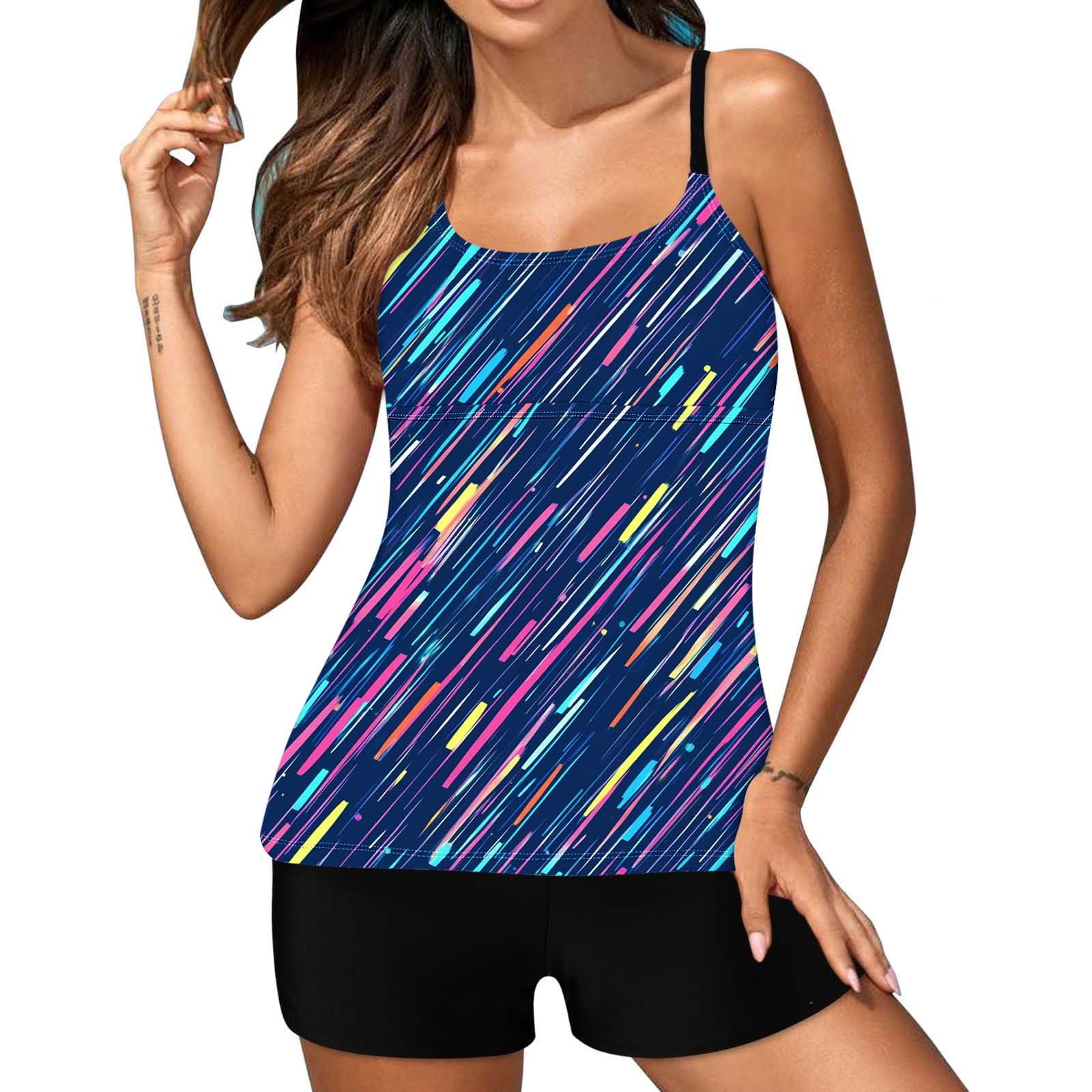 UPPADA Womens 2 Piece Tankinis Swimsuit Floral Print Tank Swim Top with ...