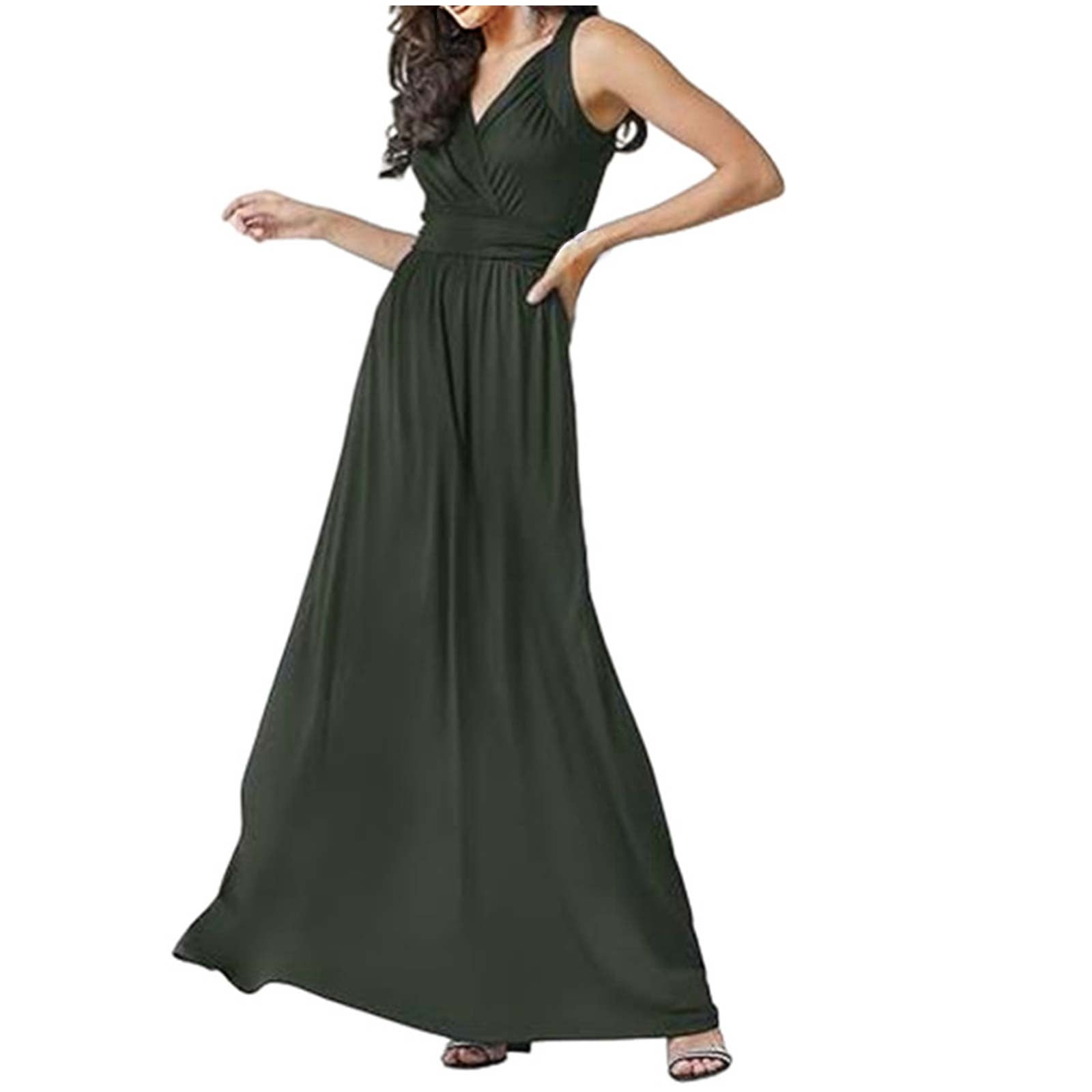 UPPADA Womens 2025 formal Evening Gowns Maxi Dress Cocktail Party V Neck Sleeveless Wedding ...