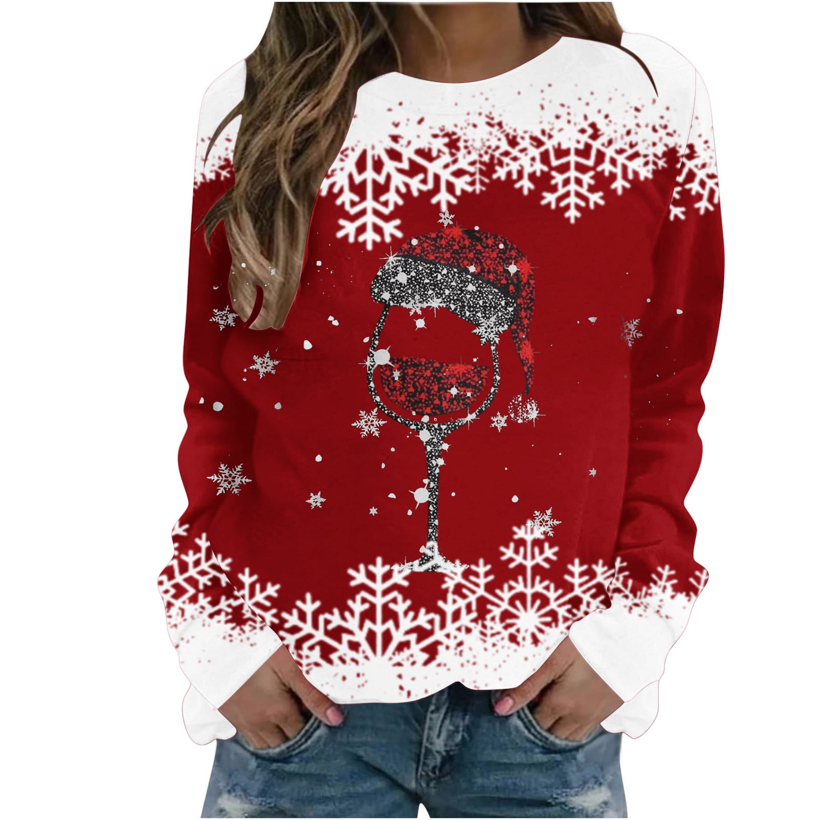 UPPADA Womens Christmas Sweatshirts Funny Crewneck Sweatshirt Gnomes ...
