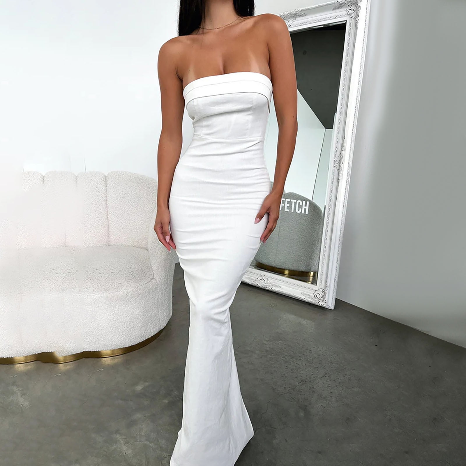 UPPADA Womens Cocktail Dress Long Sleeve Wedding Guest Dress Side Slit ...