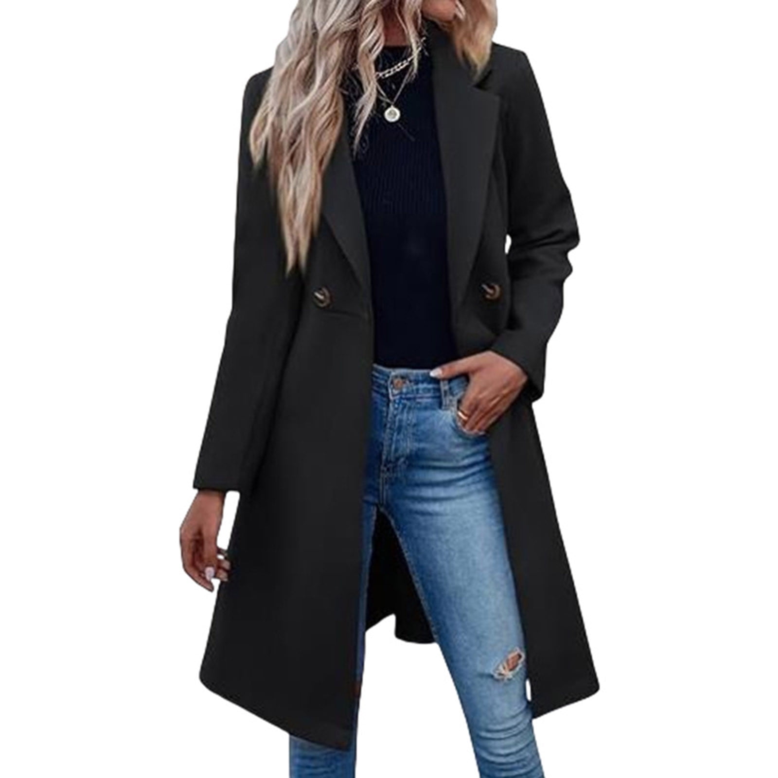 UPPADA Womens Trench Coats Classic Lapel Overcoat with Belt Casual Open ...