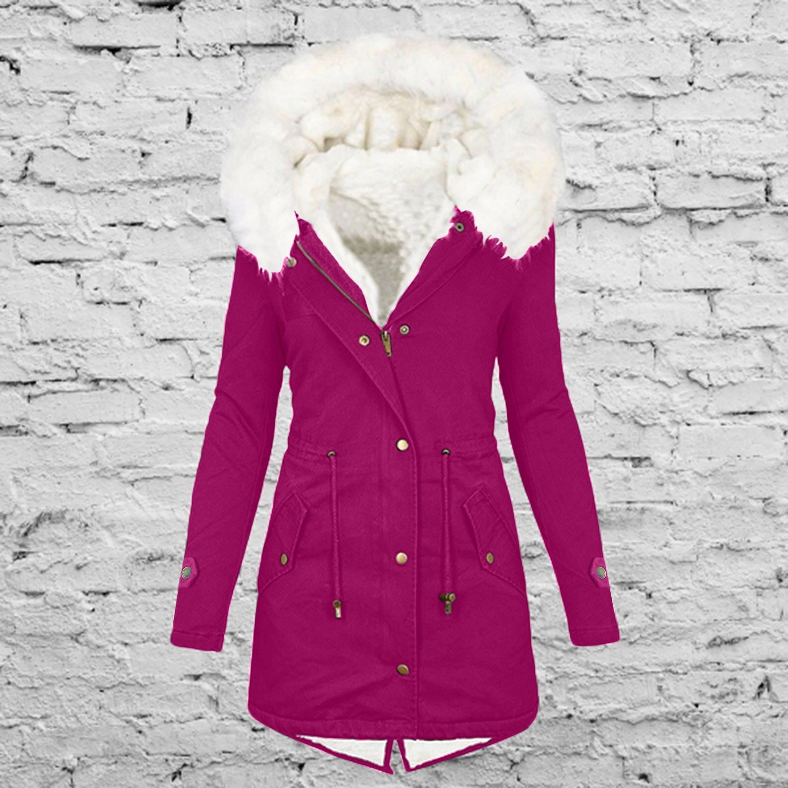 UPPADA Womens Warm Winter Overcoat Hooded Coats with Faux Fur Lined ...