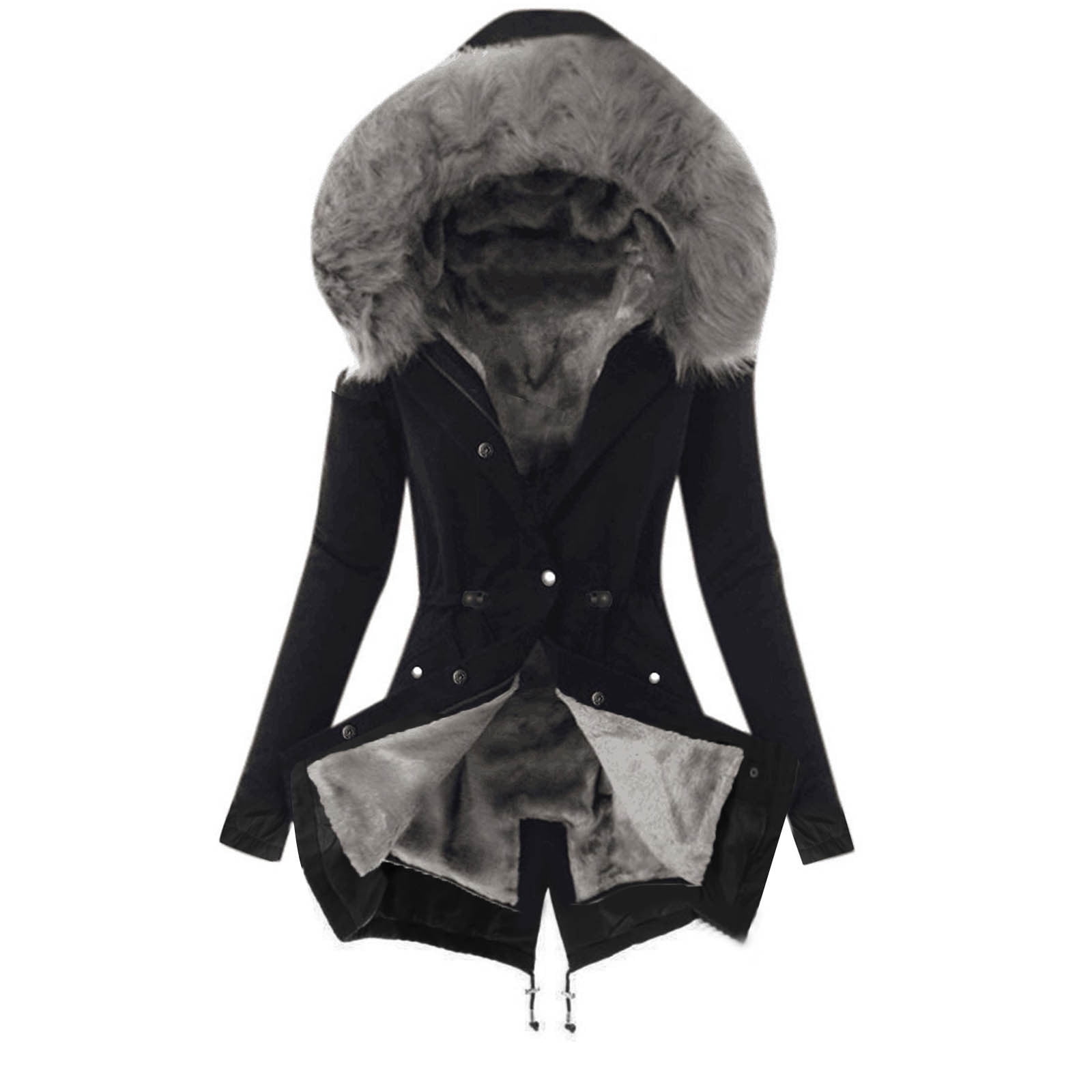 UPPADA Womens Warm Winter Overcoat Hooded Coats with Faux Fur Lined ...