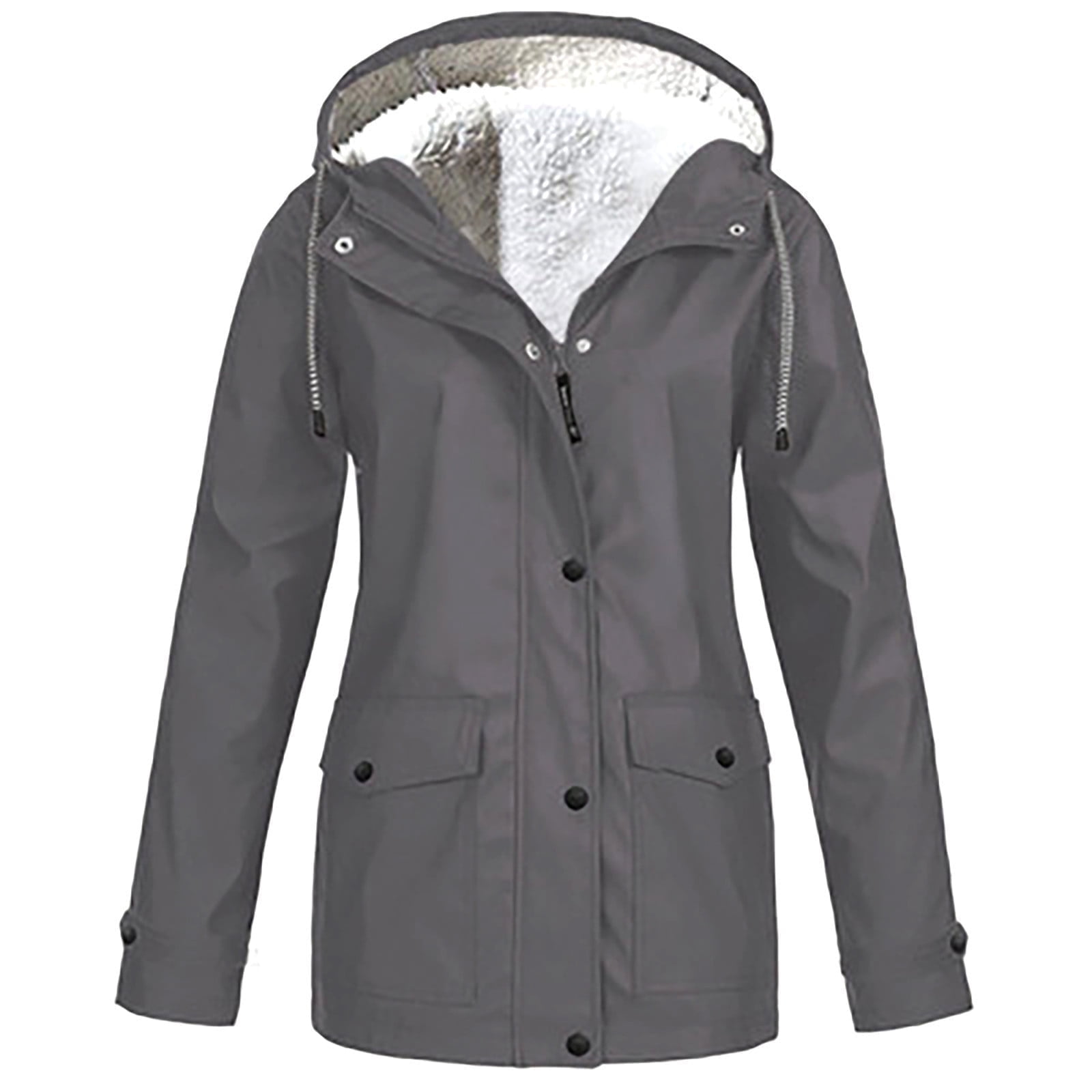 UPPADA Womens Winter Coats Plus Size Fleece Jackets Solid Color Horn ...