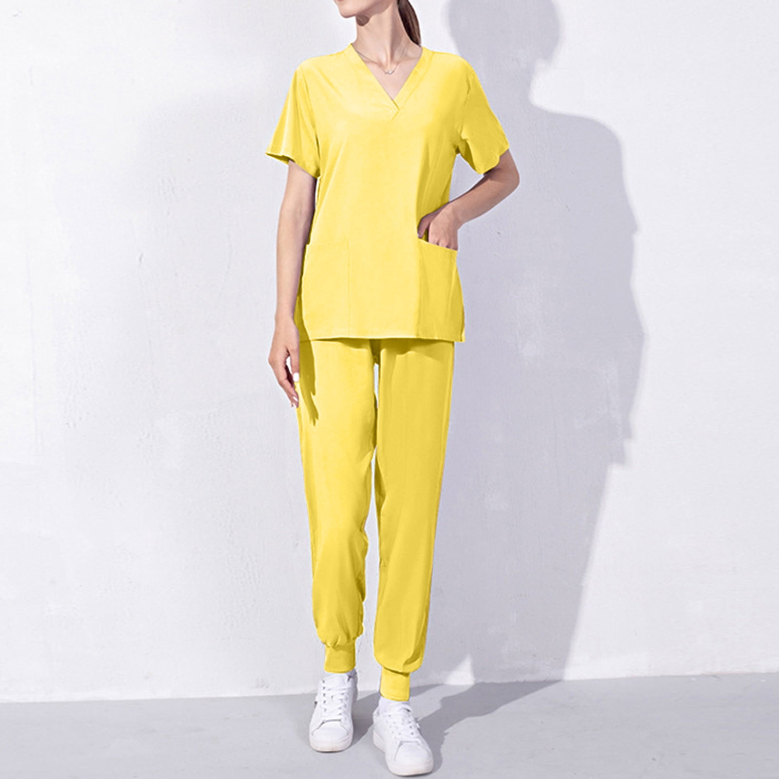 UPPADA Workwear Sets for Women Stretchy Slim Fit V-Neck Top and Jogger ...