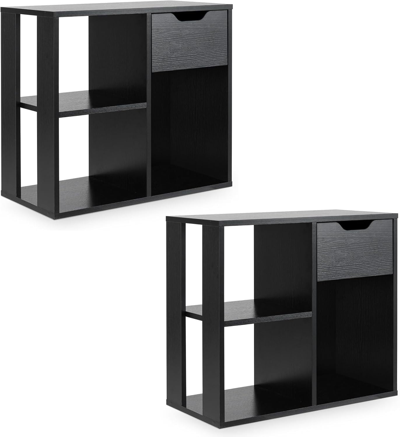 UPPYL 3 Cube Bookcase with Drawer Set of 2, 2 Tier Bookshelf for Small ...