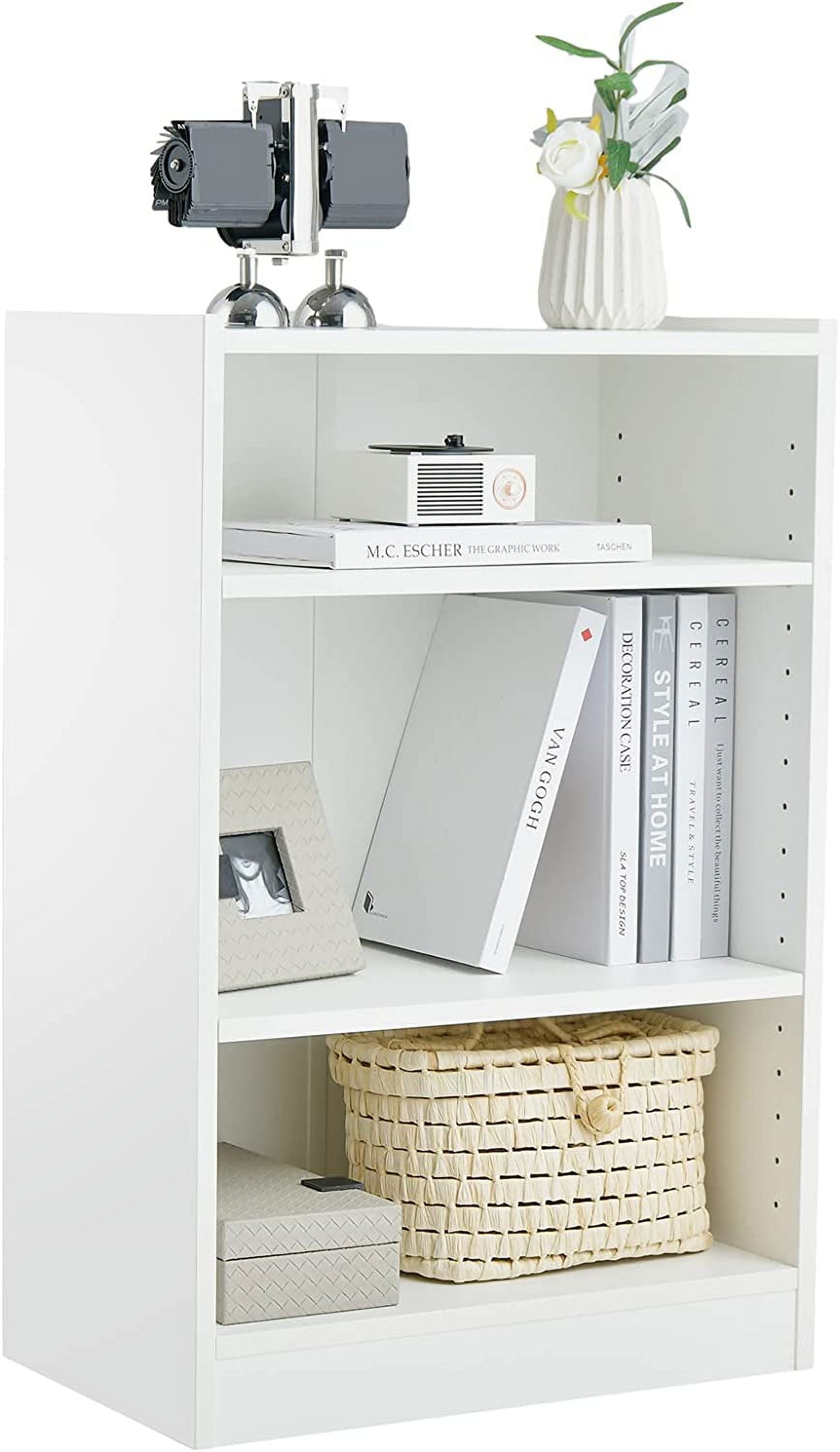 UPPYL 3-Cube Bookcase White - 3-Tier Modern White Open Bookshelf with ...