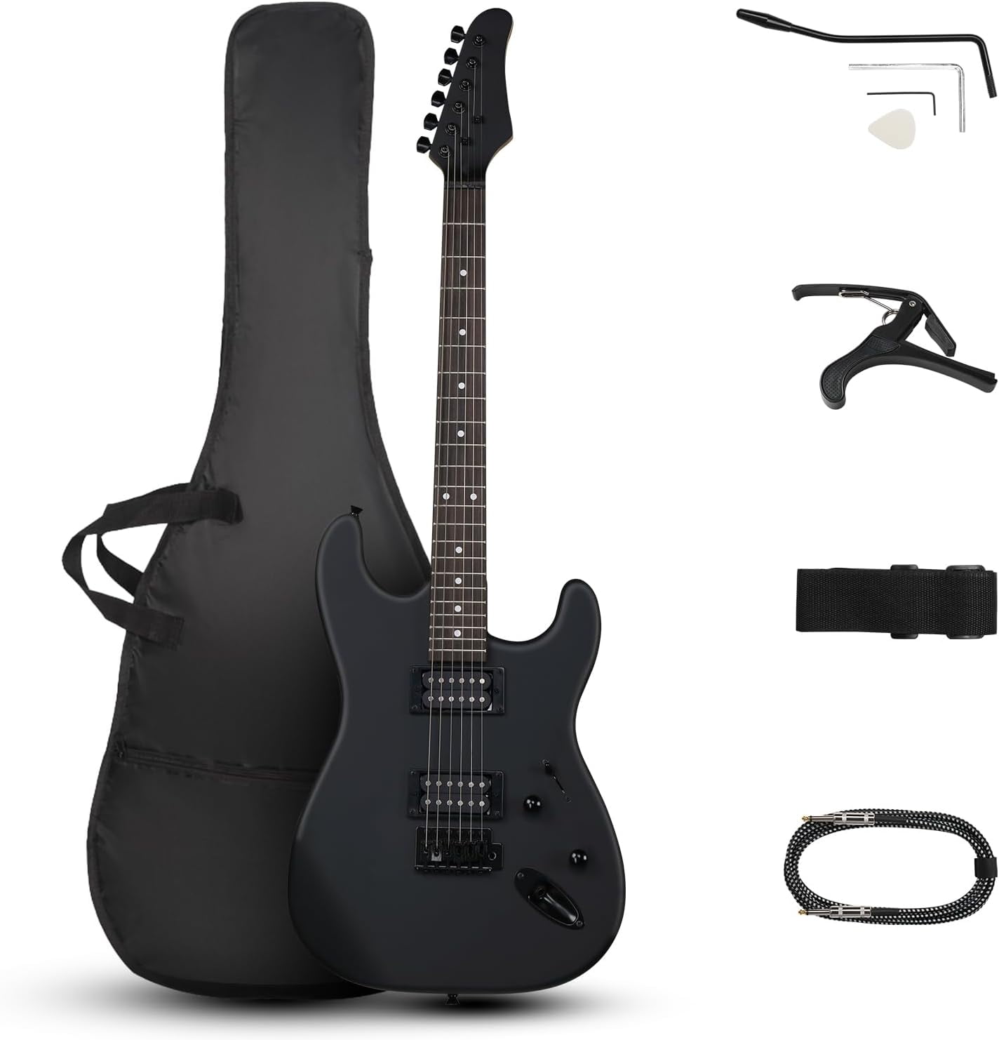 UPPYL 39 Inch Electric Guitar, Full Size Solid Body H-H Pickups 6 ...