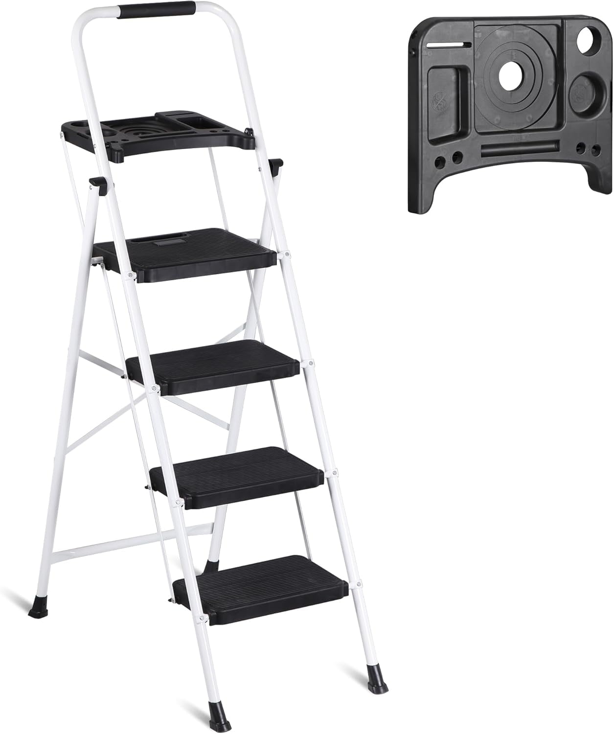 UPPYL 4 Step Ladder, Folding Step Stool for Adults, Portable Steel ...
