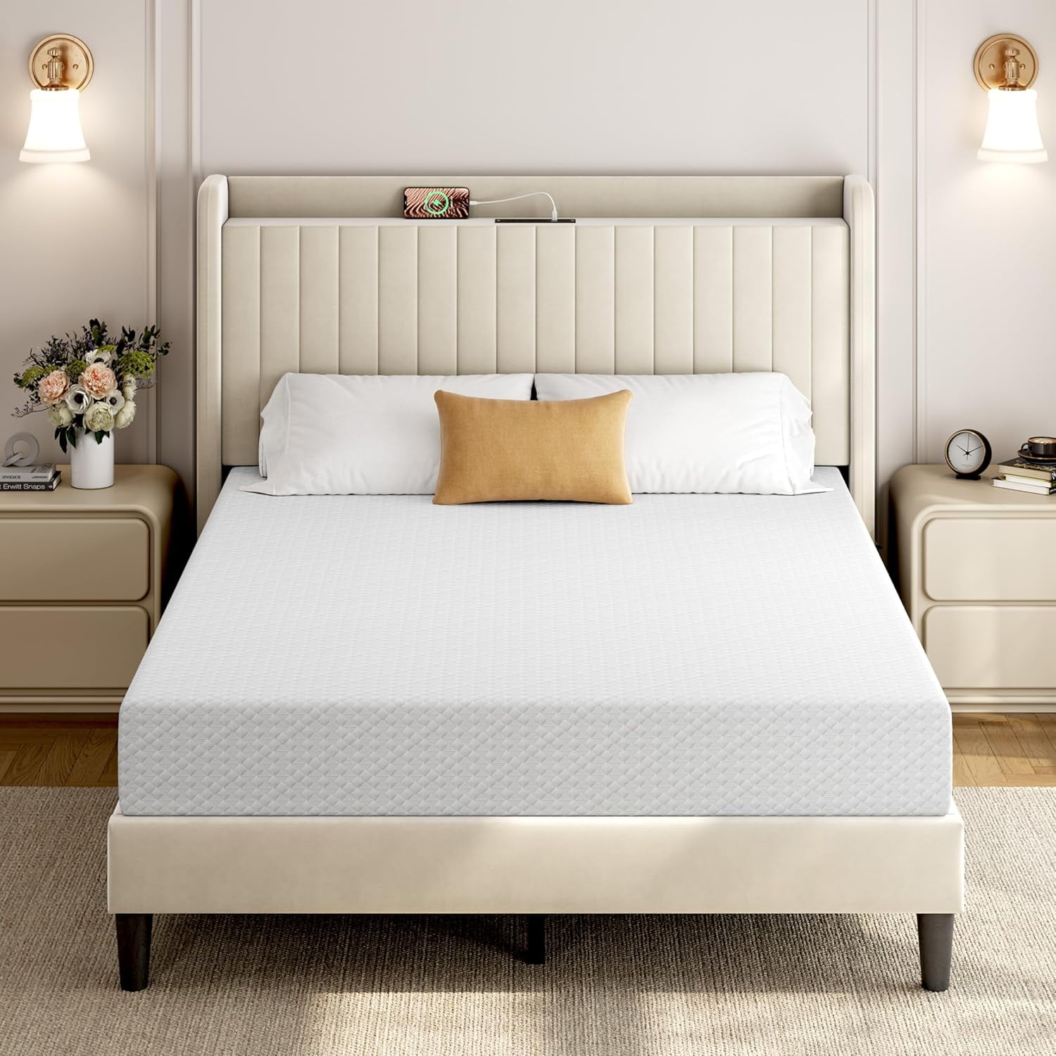 UPPYL 8 Inch Queen Mattress 3 Foam Layer Cooling Gel Memory Foam ...