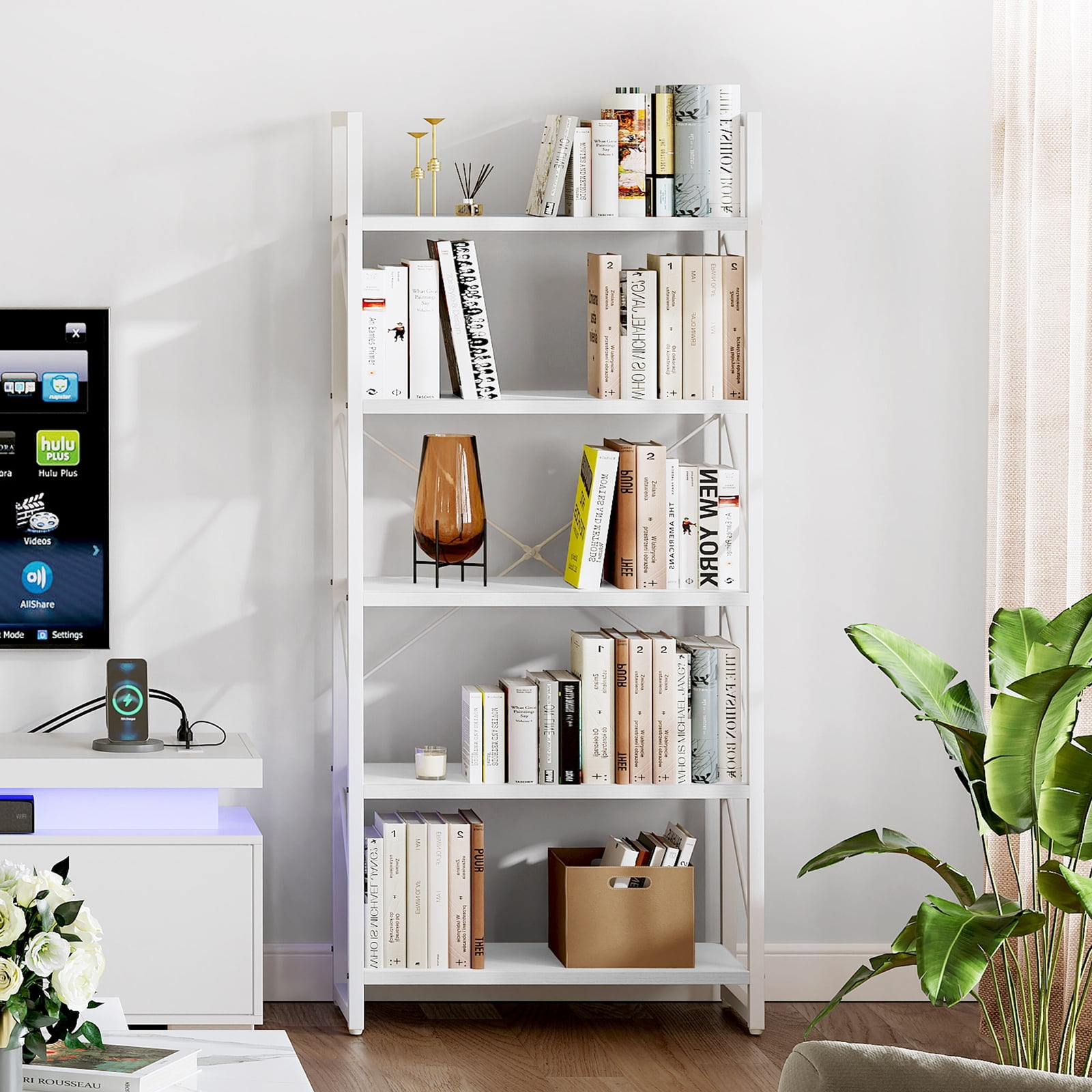 UPPYL Bookshelf, Industrial Artsy Grey Bookcase Bookshelves, Storage ...