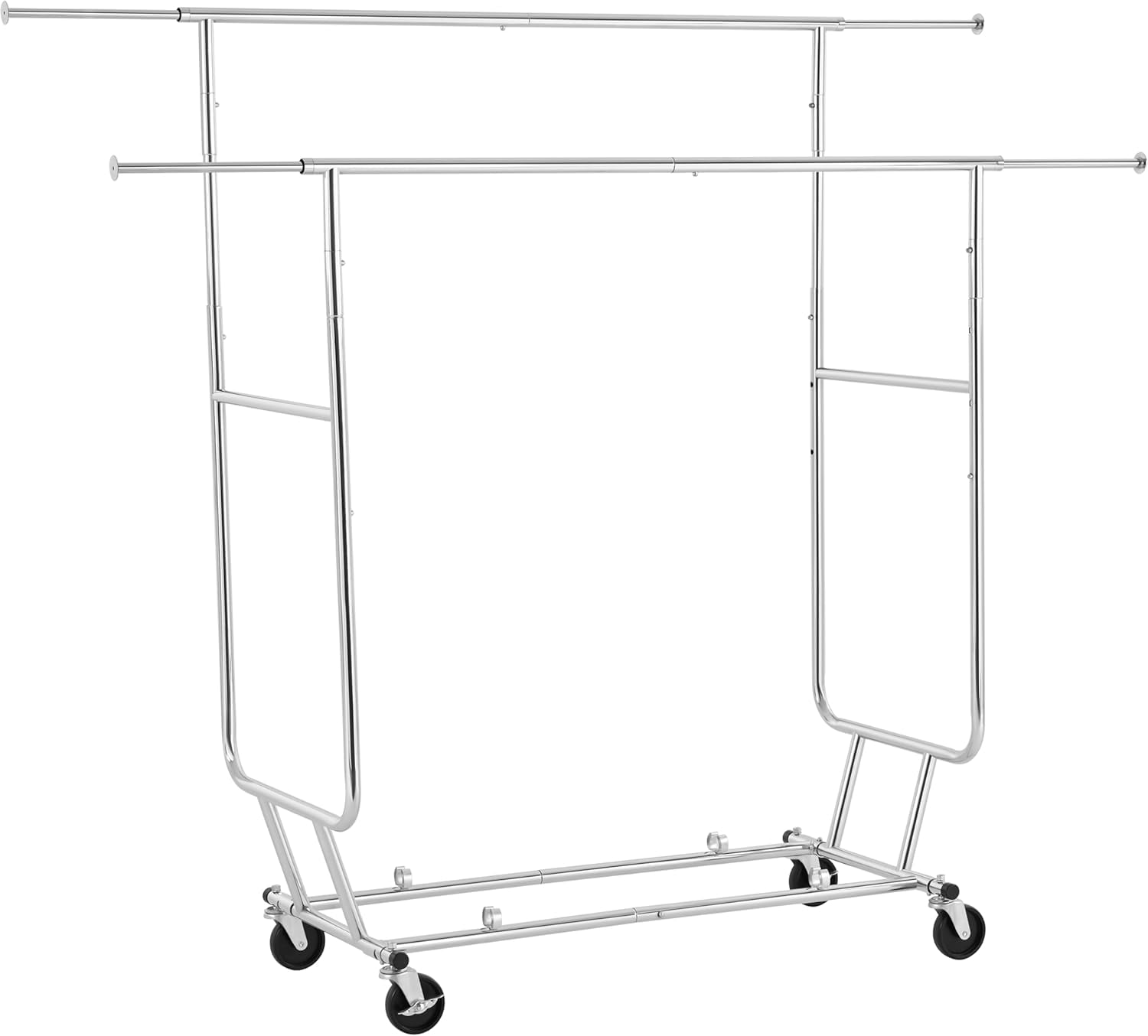 UPPYL Clothing Rack with Wheels, Heavy Duty Garment Rack, Double Rod ...