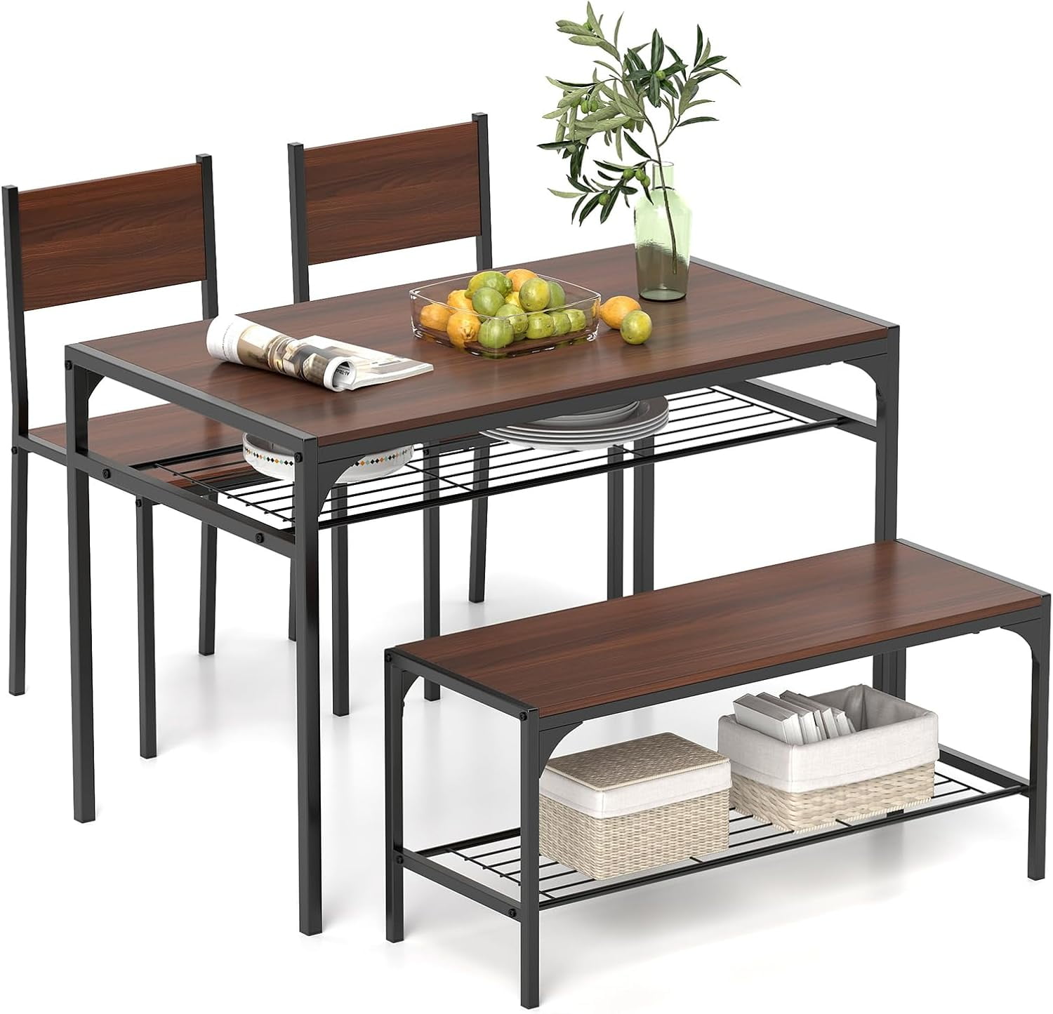 UPPYL Dining Table Set for 4, Kitchen Table with Chairs & Bench ...