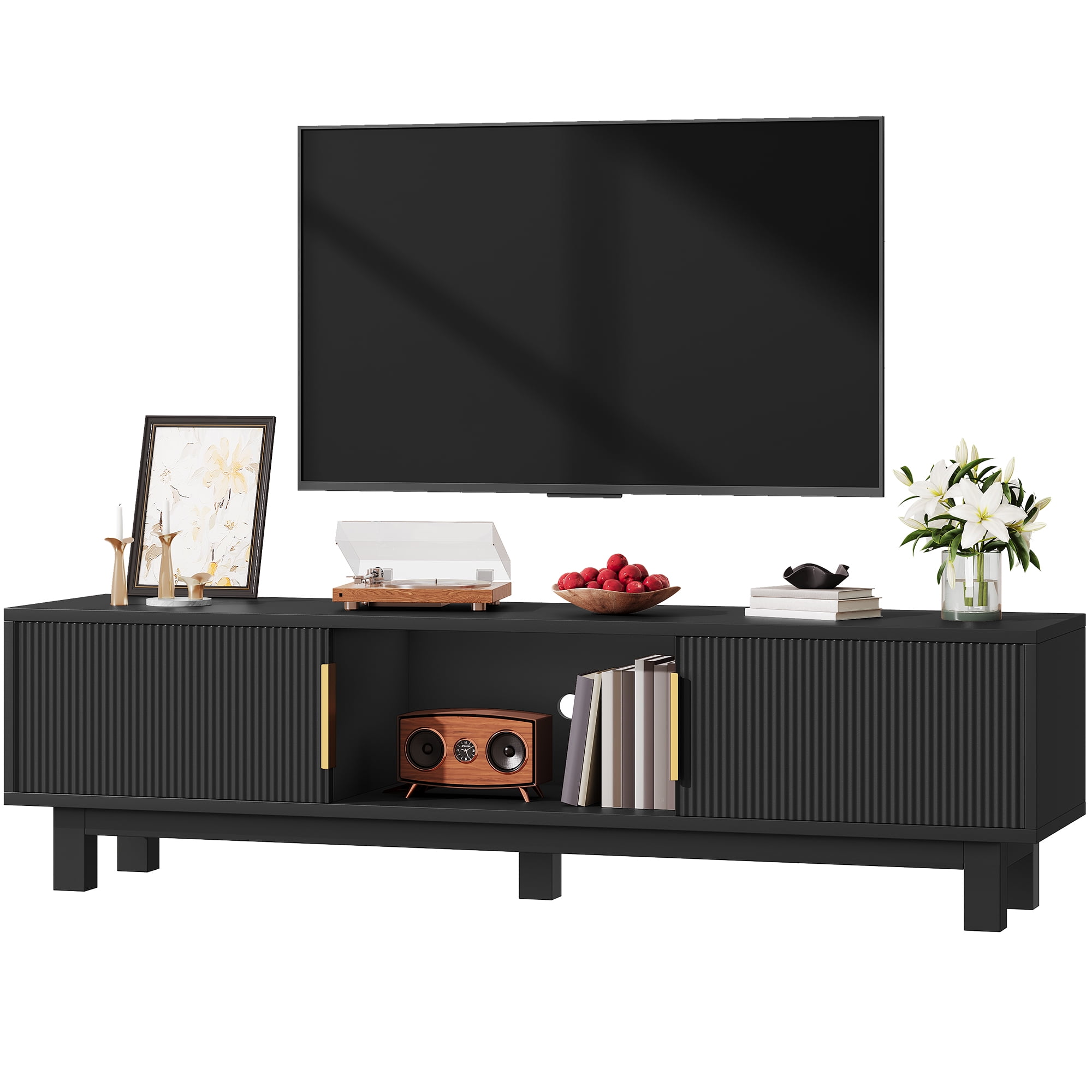 UPPYL Fluted TV Stands for TVs up to 65 Inches, Entertainment Center ...