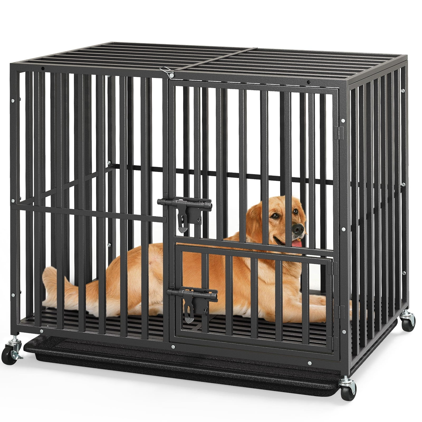 UPPYL Heavy Duty Indestructible Dog Crate, 37 inch Escape Proof Dog ...