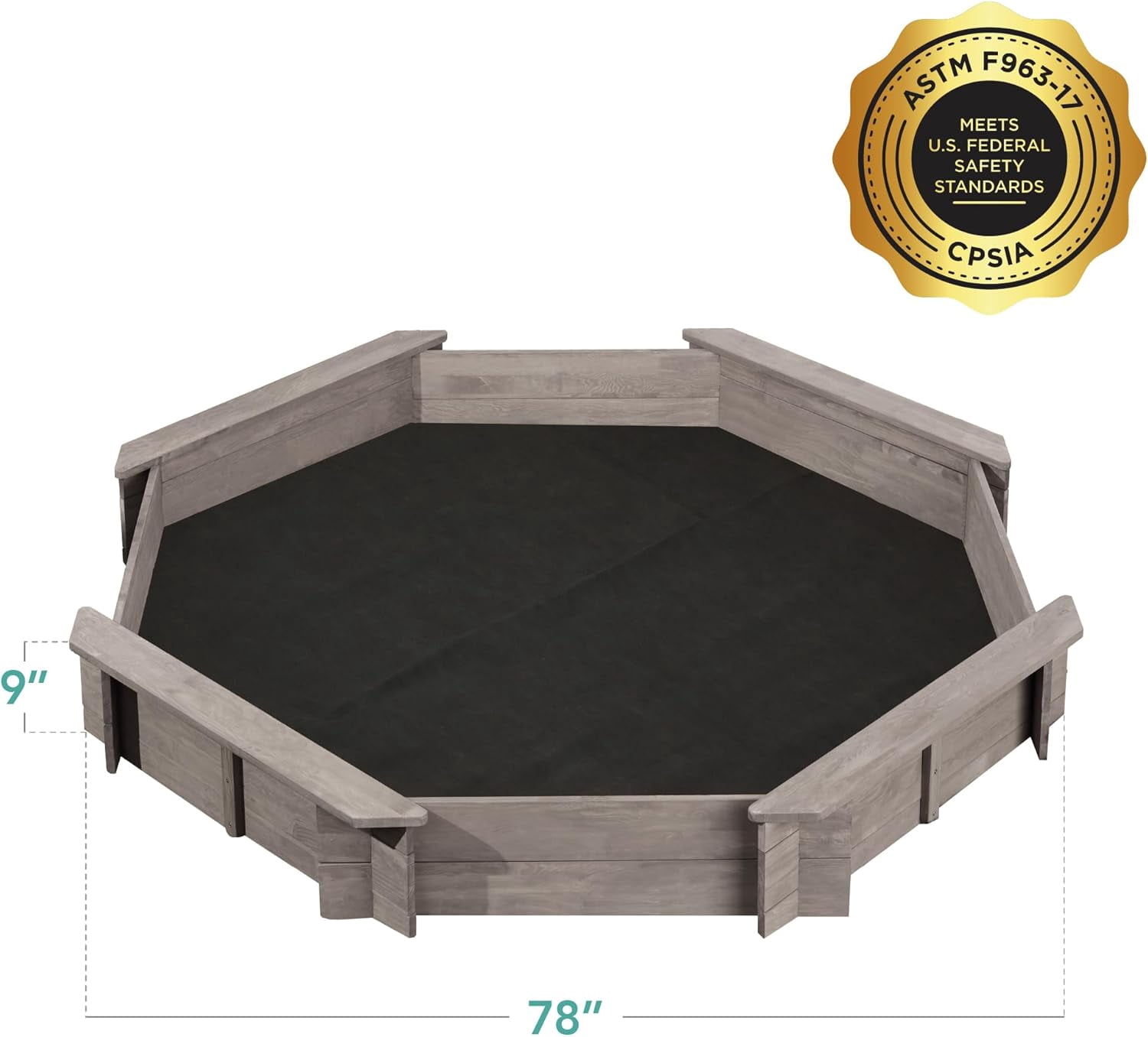 UPPYL Kid's Large Octagonal Wooden Outdoor Sandbox with Cover w/ 4 ...