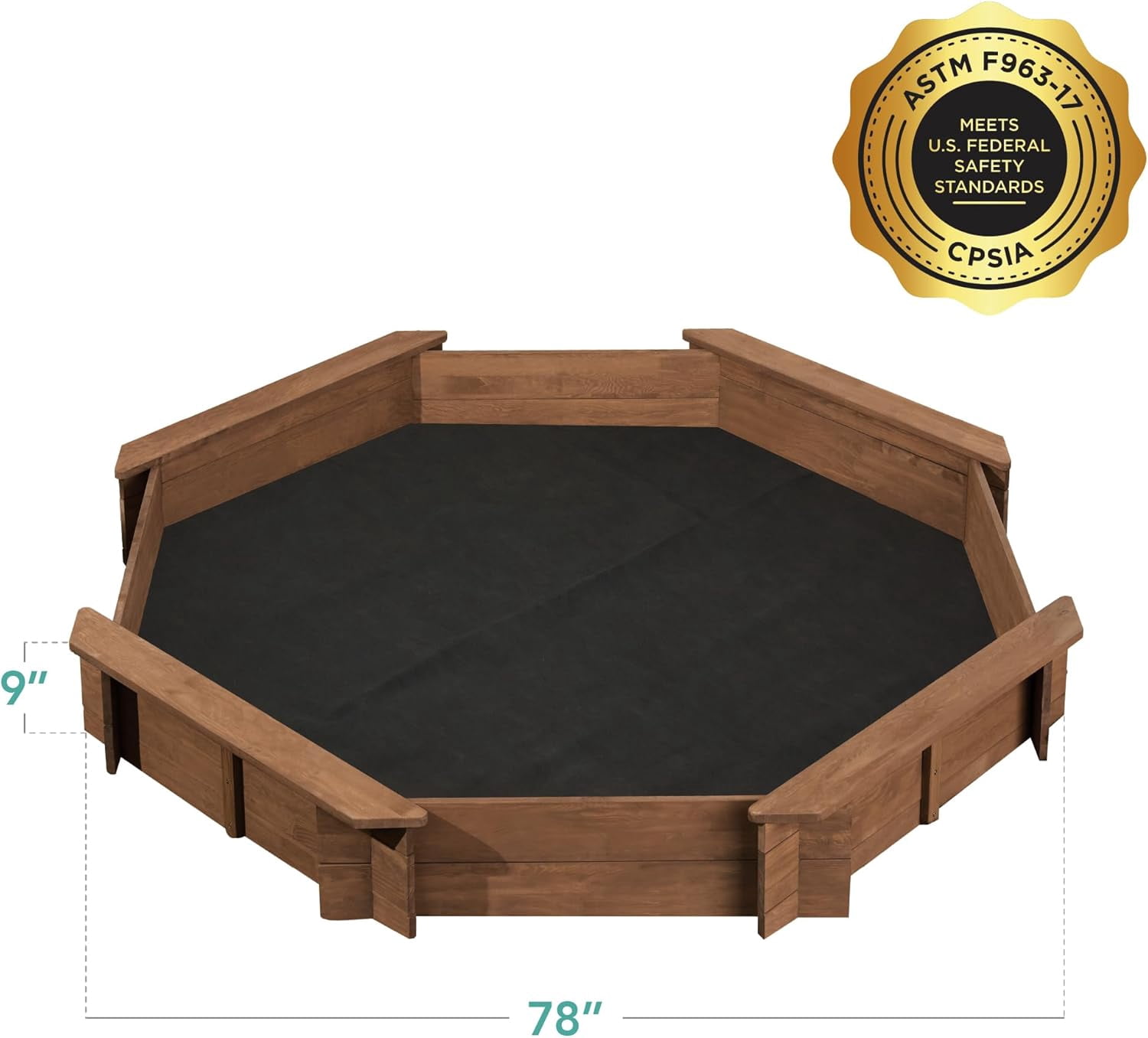 UPPYL Kid's Large Octagonal Wooden Outdoor Sandbox with Cover w/ 4 ...