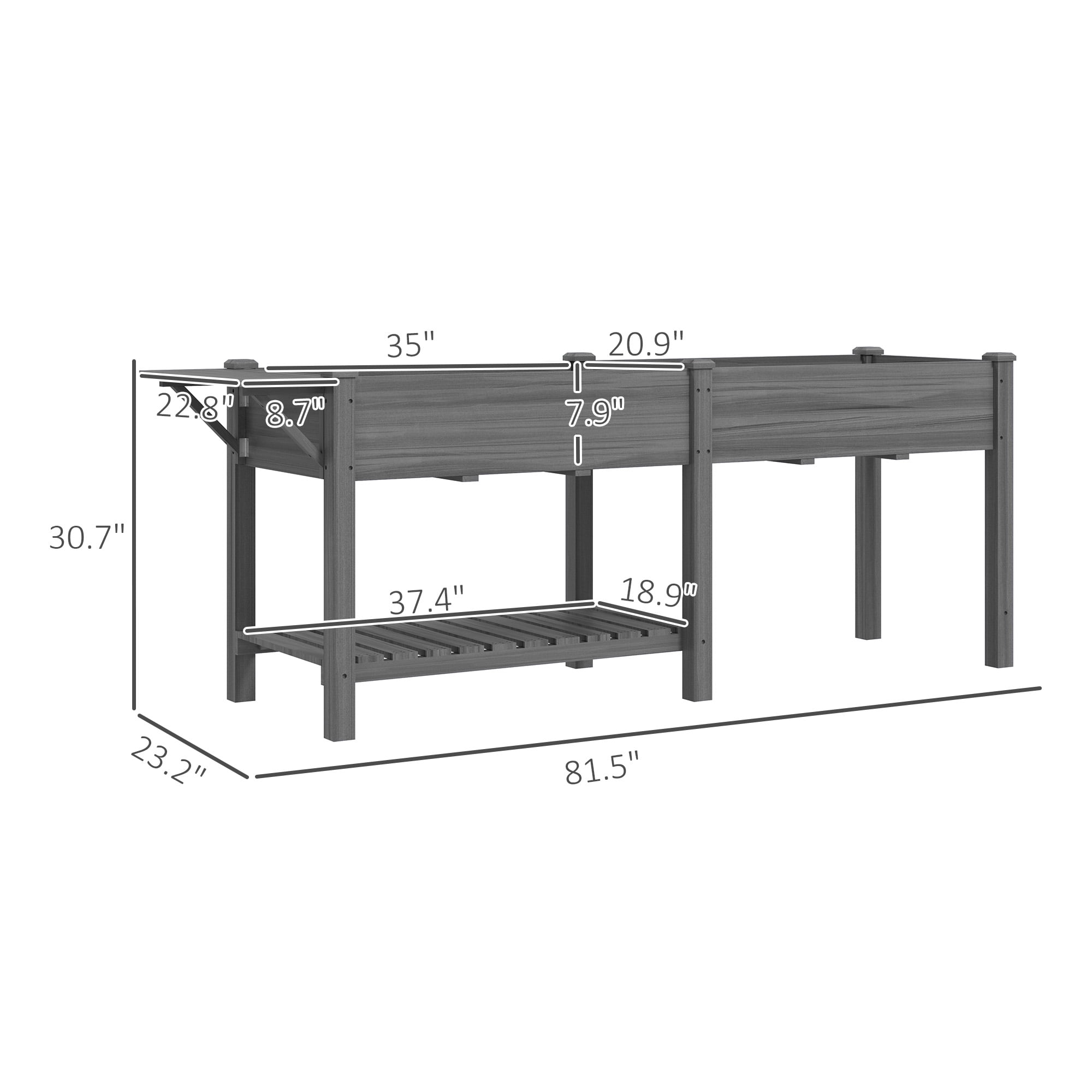UPPYL Raised Garden Bed, Wood Elevated Planter Box with Side Table ...