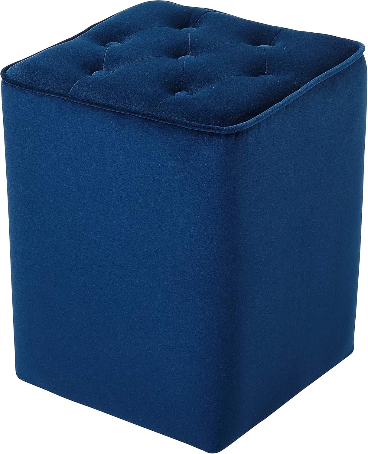 UPPYL Tufted Navy Velvet Ottoman Foot Stool - Square - Soft Compact ...