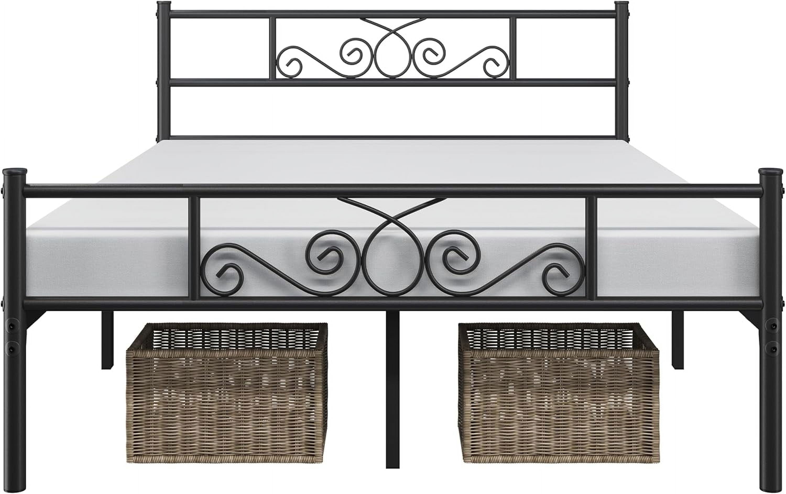 UPPYL 13 inch Black Classic Metal Bed Frame with Headboard Mattress ...