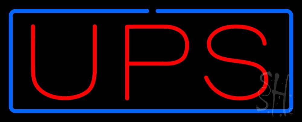 UPS Blue Border LED Neon Sign 10 x 24 - inches, Black Square Cut ...