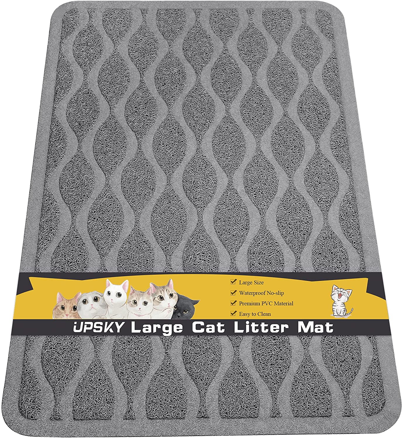 "UPSKY Large Cat Litter Mat 35"" x 23"", Washable, Non-Slip, Litter ...