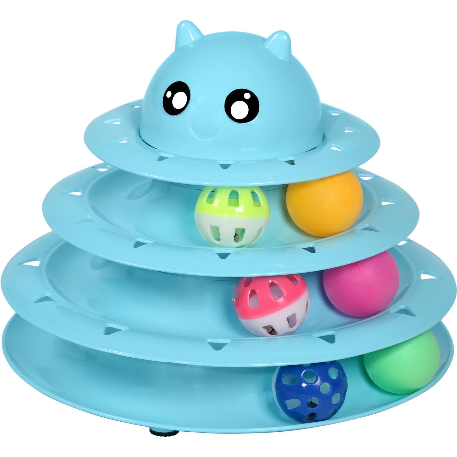 UPSKY Cat Toy Roller Ball Tower, 3 Level Blue, Multi-Layer Design ...